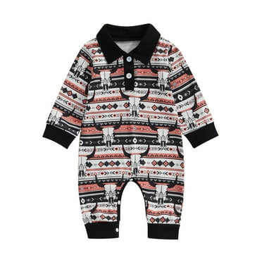 Genuiskids Western Baby Boy Girl Clothes Cow Print Jumpsuit Sleeveless Cow Head/Cowboy Hat ...