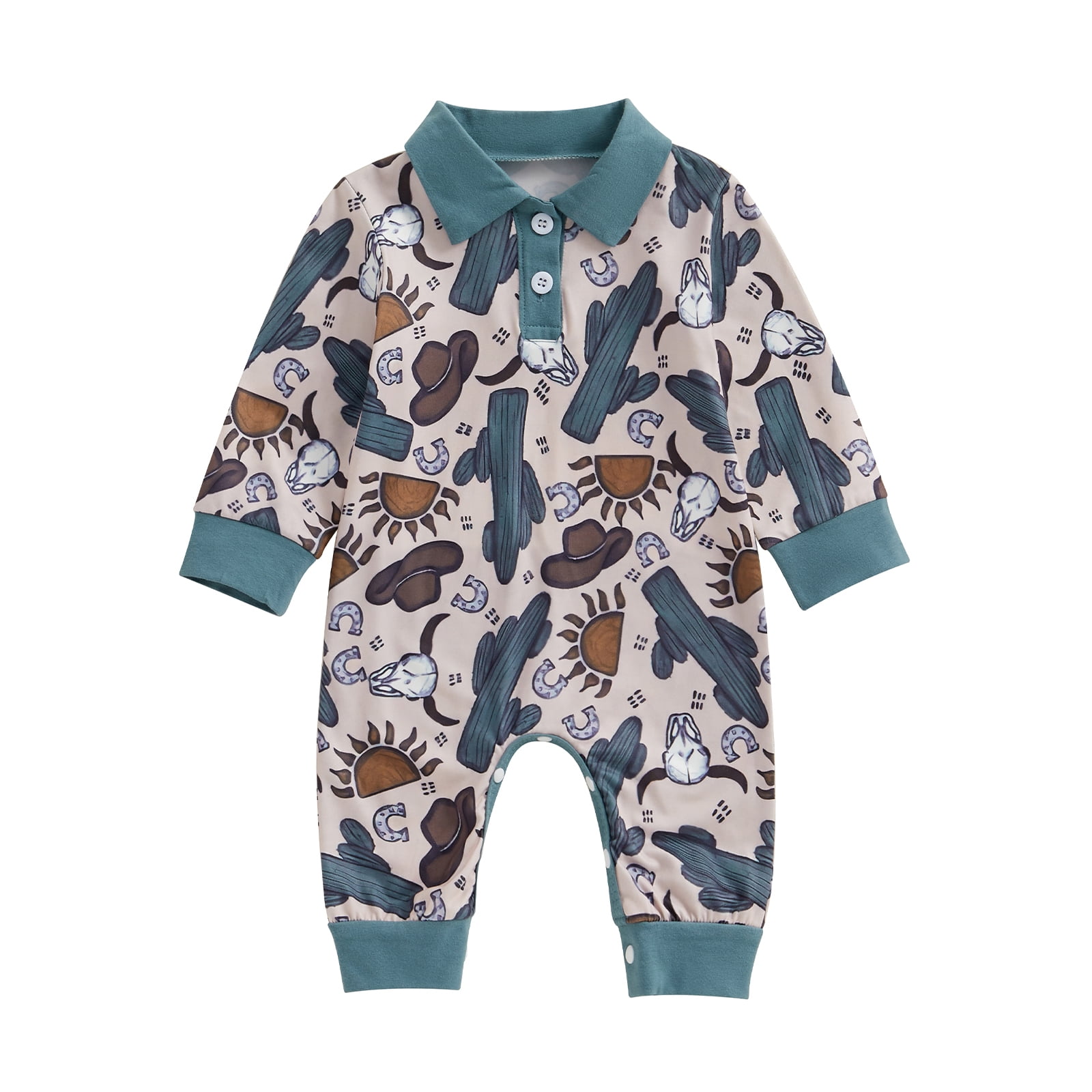 Cute Western Baby Boy Summer Clothes 3M 6M 9M 12M 18M Highland Cow Print Polo Romper Shorts ...