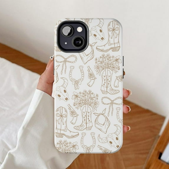 Cute Western Cowgirl Line Art Aesthetic Coquette Ribbon Bow Case 11 12 ...