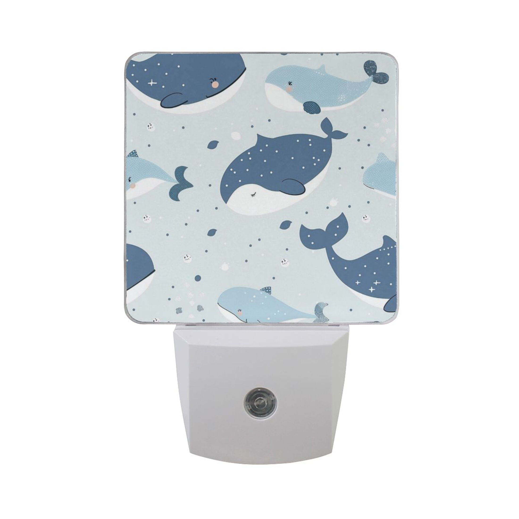 Cute Whales Cartoon LED Night Light with Smart Sensor Plug Into Wall ...