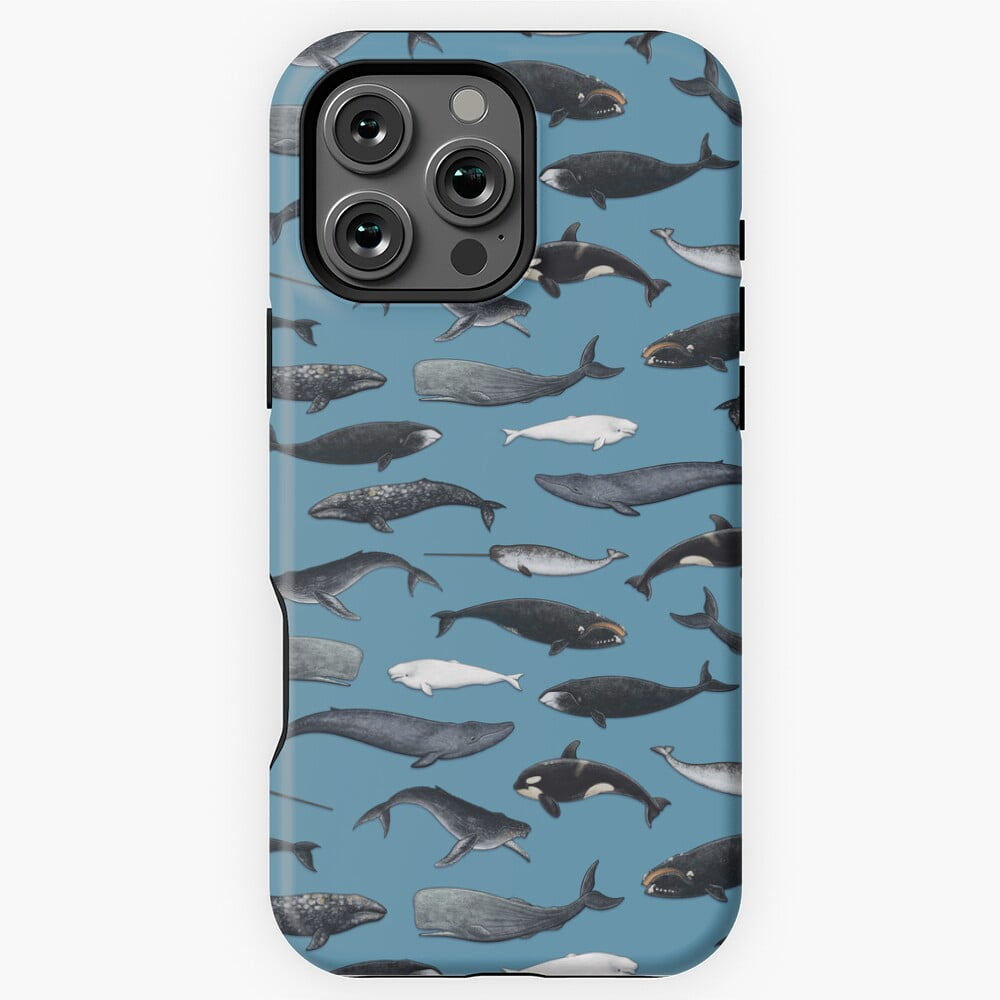 Cute Whales Ocean Pattern Phone Case for iPhone 16 15 14 13 12 11 Pro ...