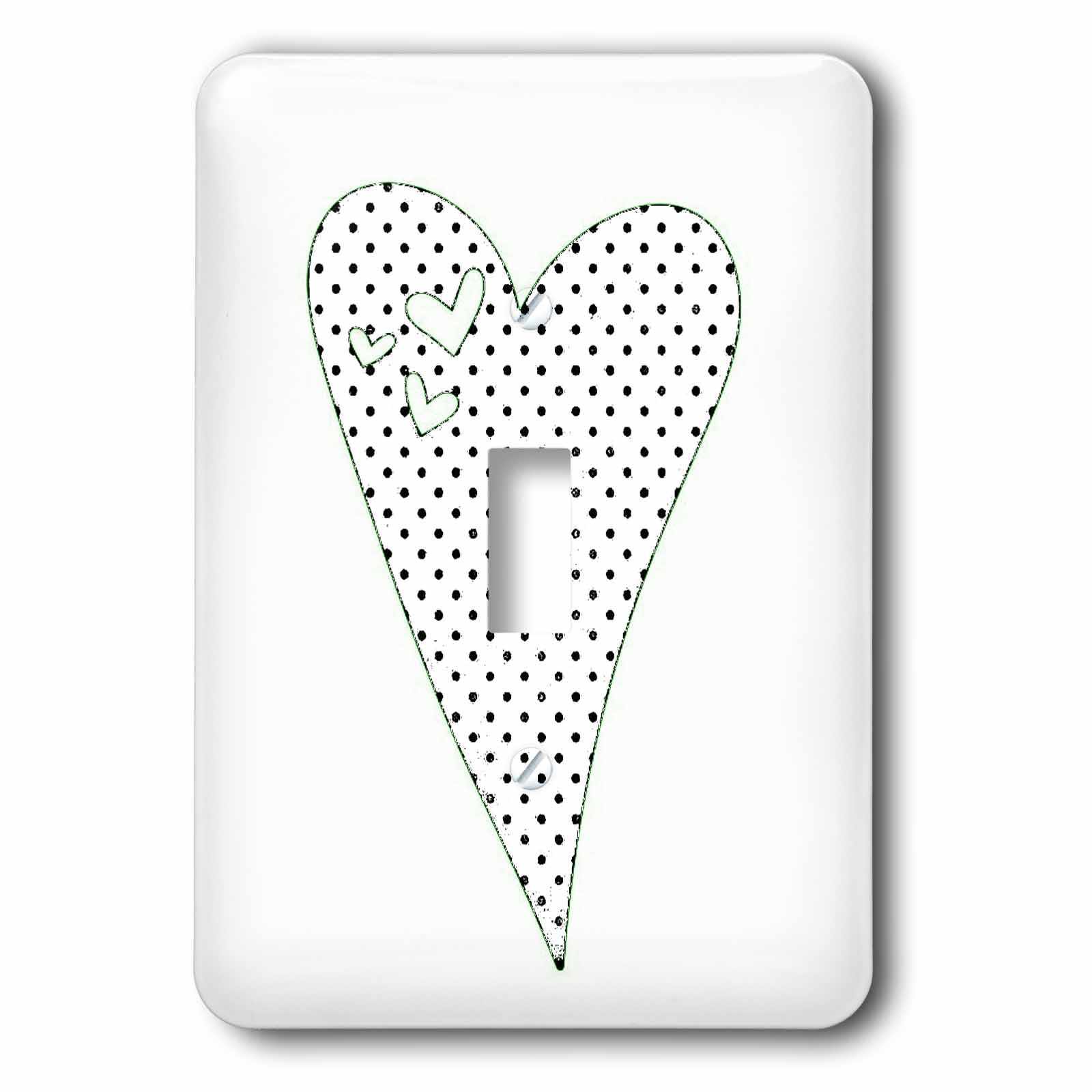 Cute Whimsical Black and White Polka Dot Heart single toggle switch lsp ...