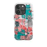 Cute Whimsical Cat Party Animal Illustration iPhone Case 17 16 15 14 13 ...