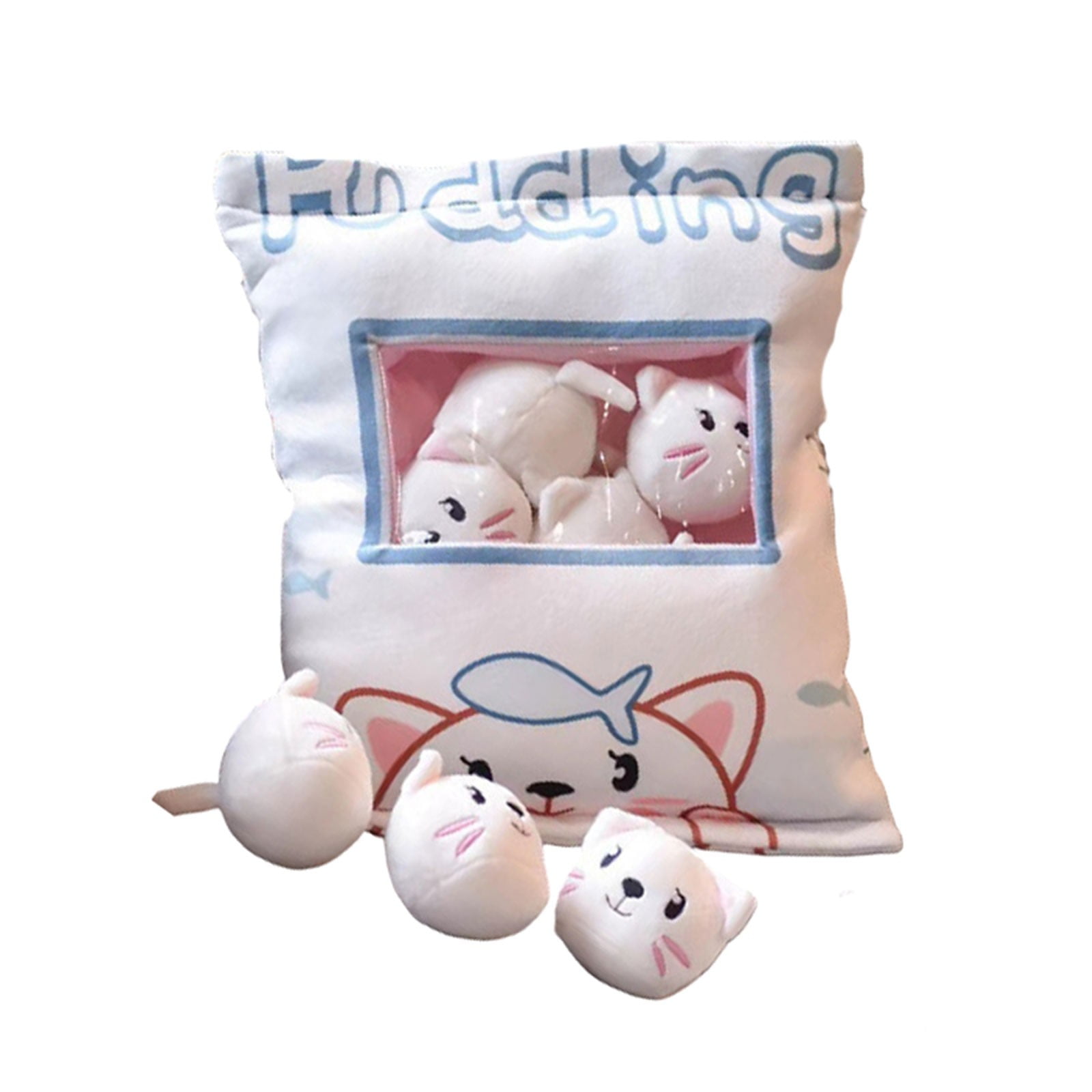 Cute White Cat Plush Pudding Pillow - White Cat Pillow Toys Bag ...