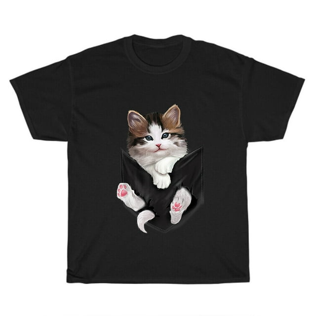 Cute White Cat in Pocket Cats Kitten Pet Animal Lover T-Shirt Unisex ...