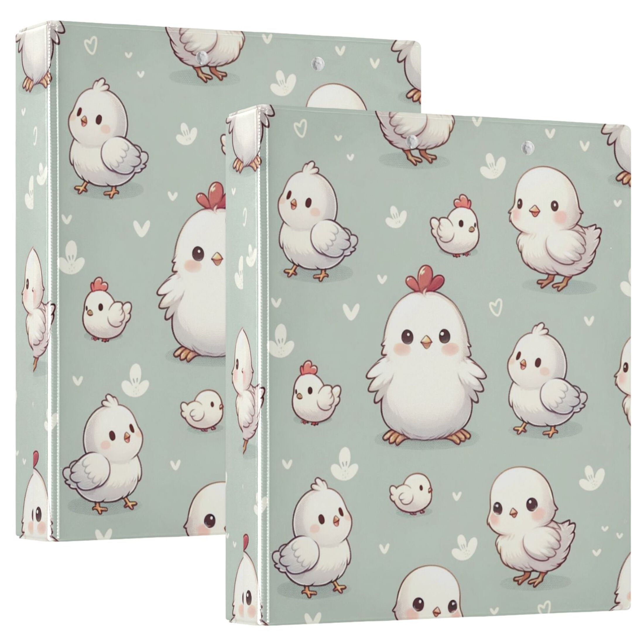 Cute White Chicken Hardcover 3 Ring Binder 1.5” Round Rings Binder ...