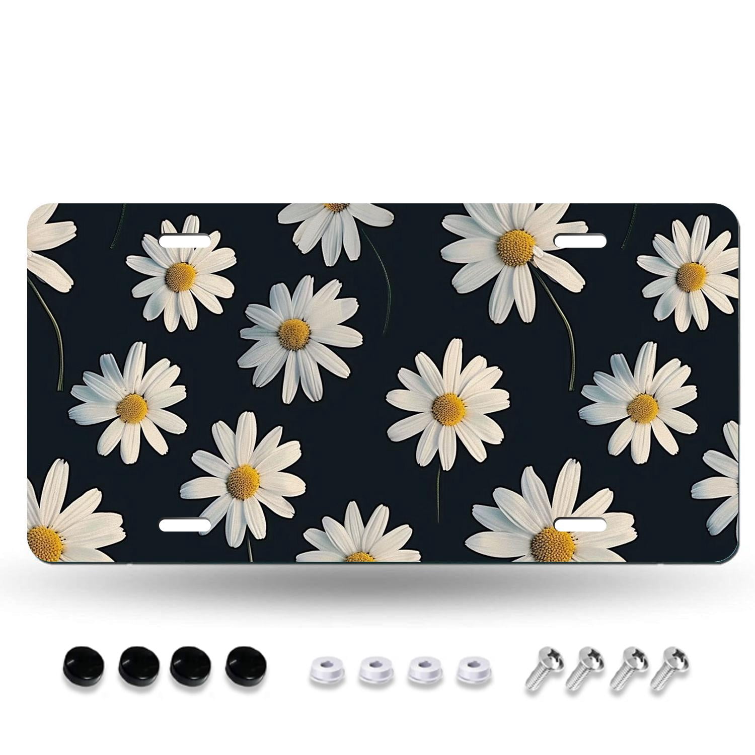 Cute White Daisy Navy charming Plate Cover, Decorative Aluminum Novelty ...
