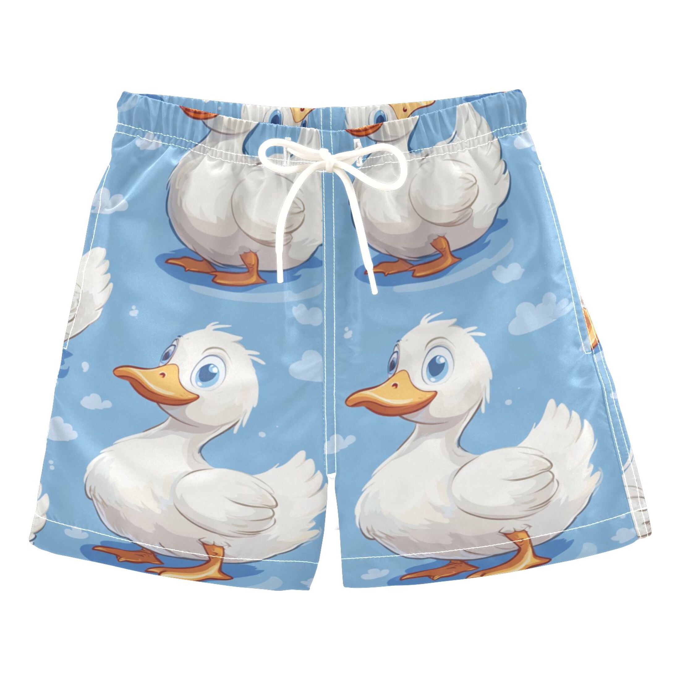Cute White Ducks Boys' Swim Trunks Board Shorts Beach Pants Bathing ...