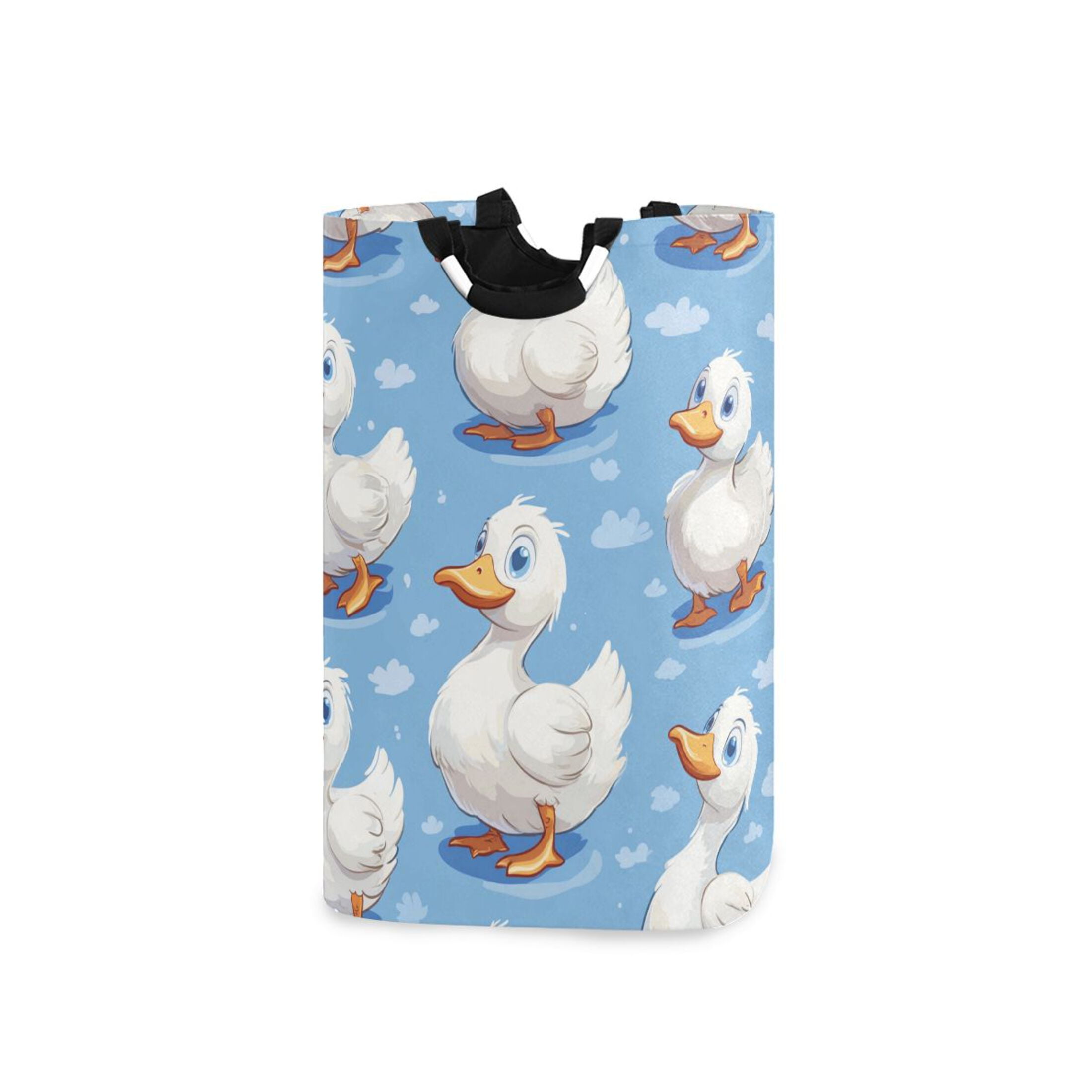 Cute White Ducks Laundry Basket with Handles Foldable Laundry Hamper ...