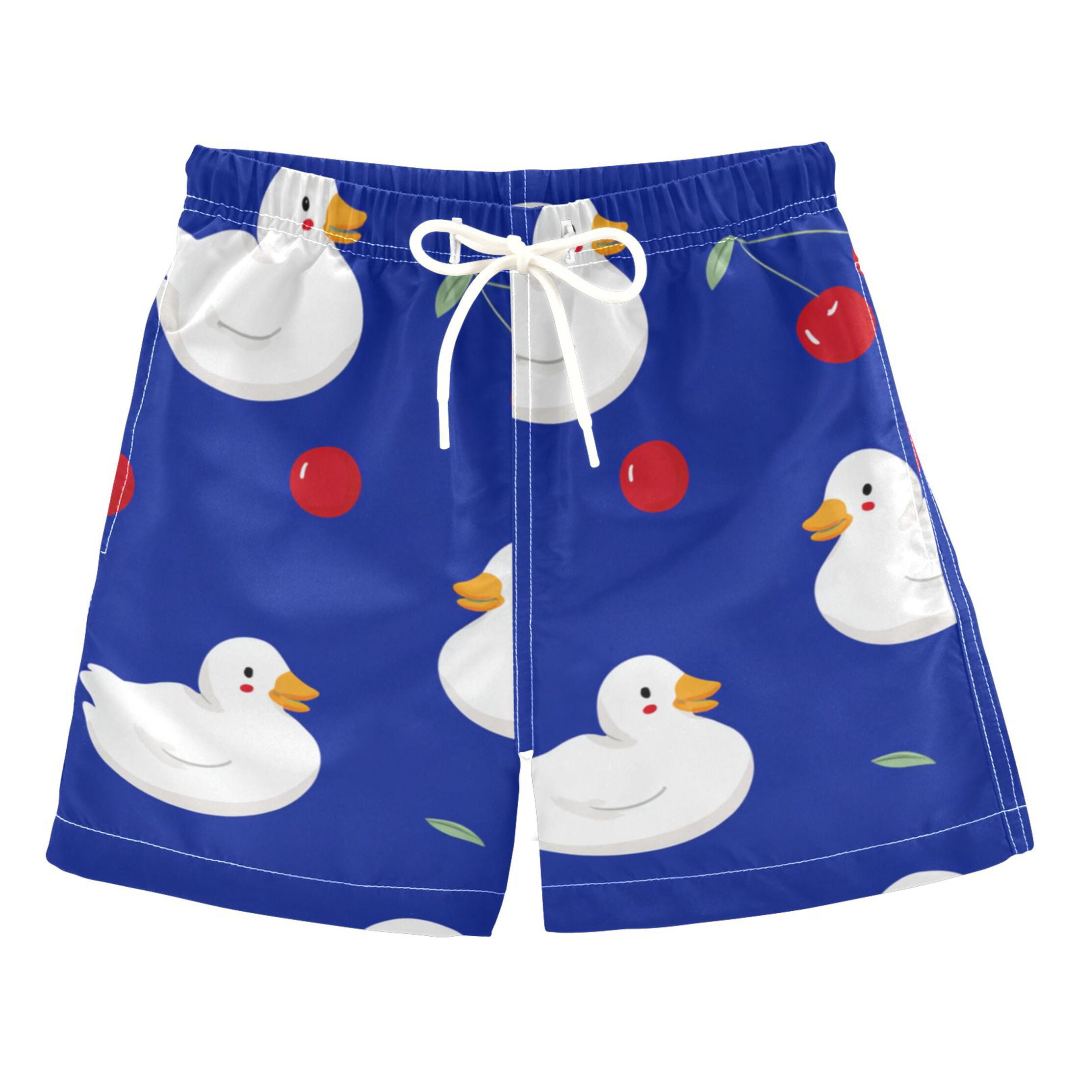 Cute White Ducks with Cerries Swim Trunks Board Shorts Beach Pants ...