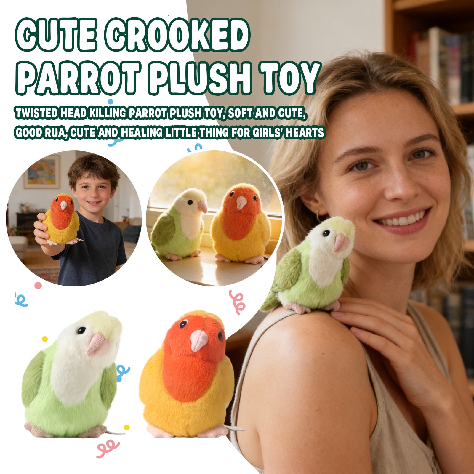 Cute White Parrot Plush Toy Figurine Decor Without Label - Soft Stuffed ...