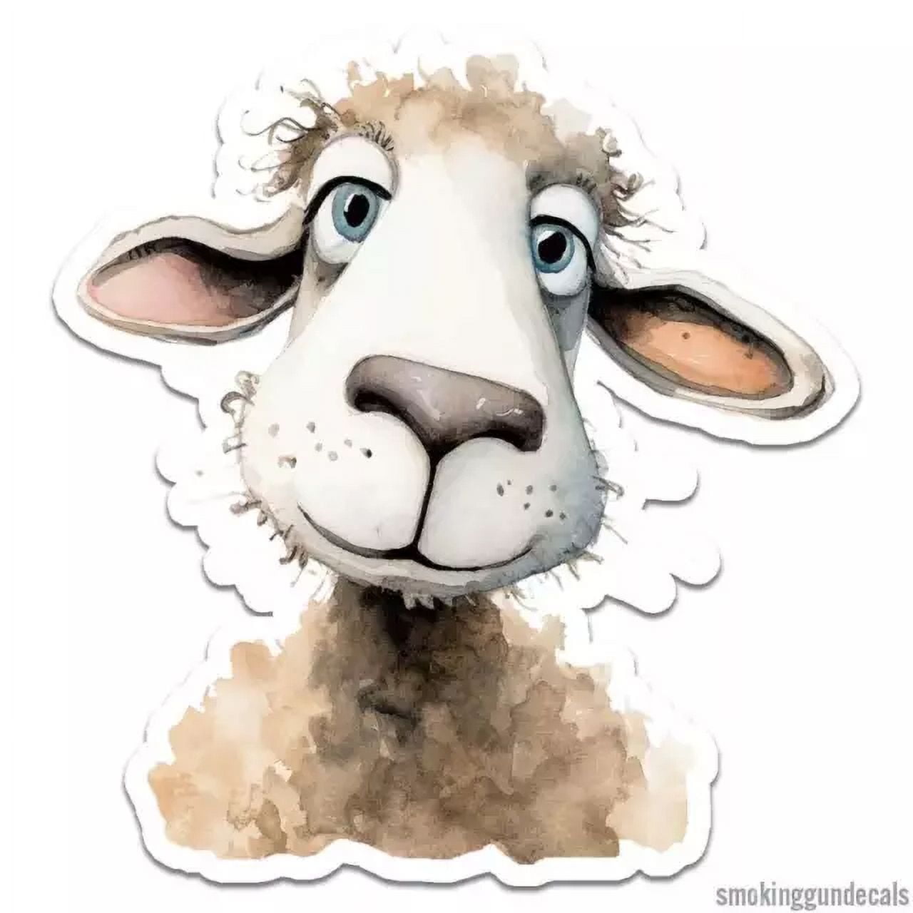 Cute White Sheep Sticker Indoor Outdoor Phone Decal Water Bottle ...