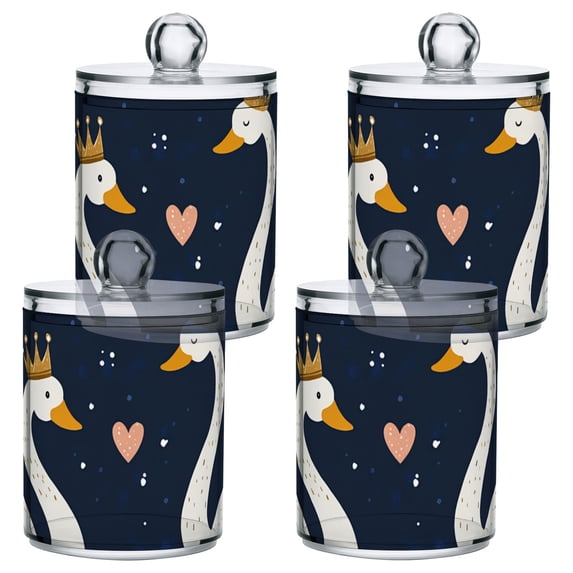 Cute White Swans with Crowns Hearts Valentine Translucent Plastic Cans ...