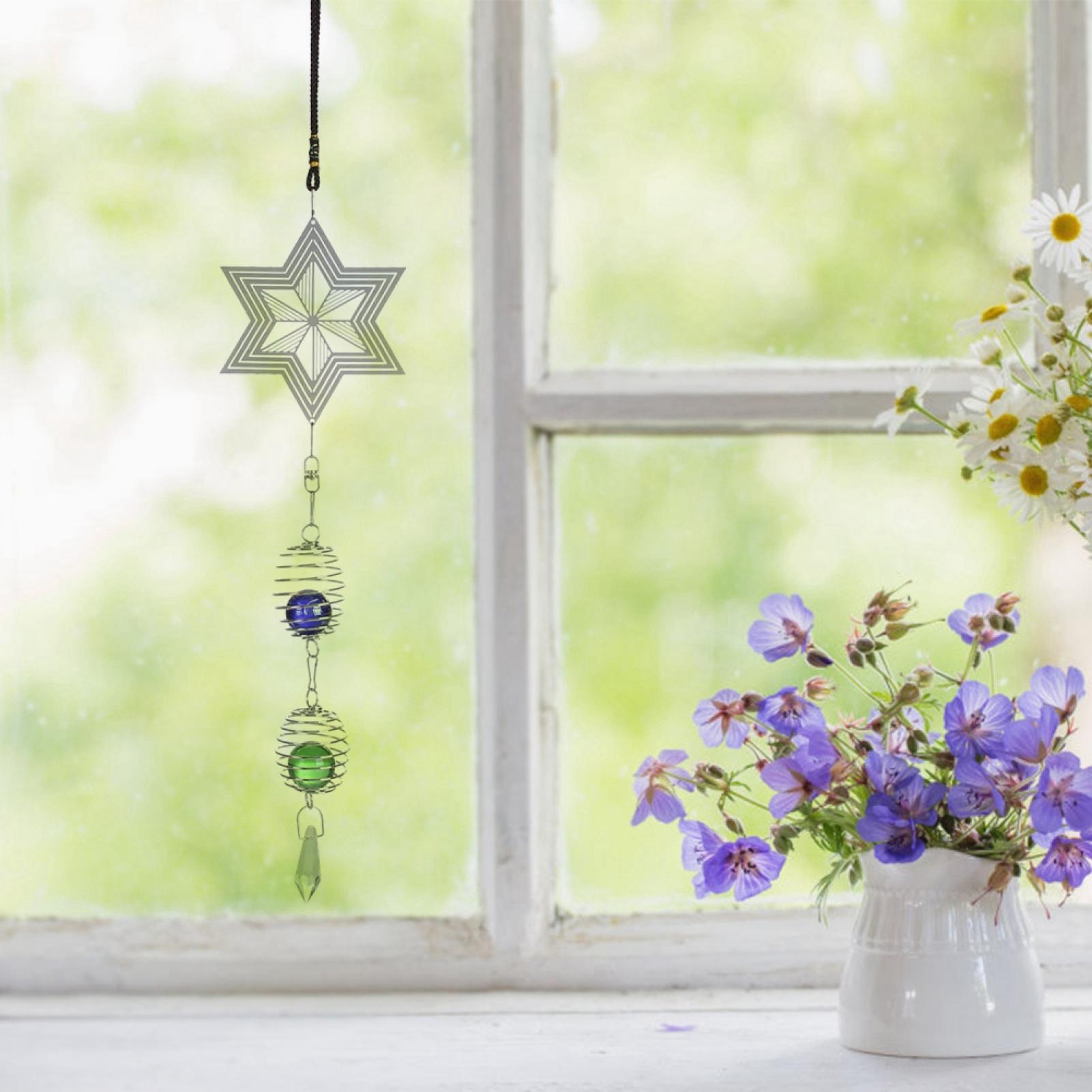Cute Wind Chimes, Metal Music Spiral Crystal Ball Wind Chime For Indoor ...