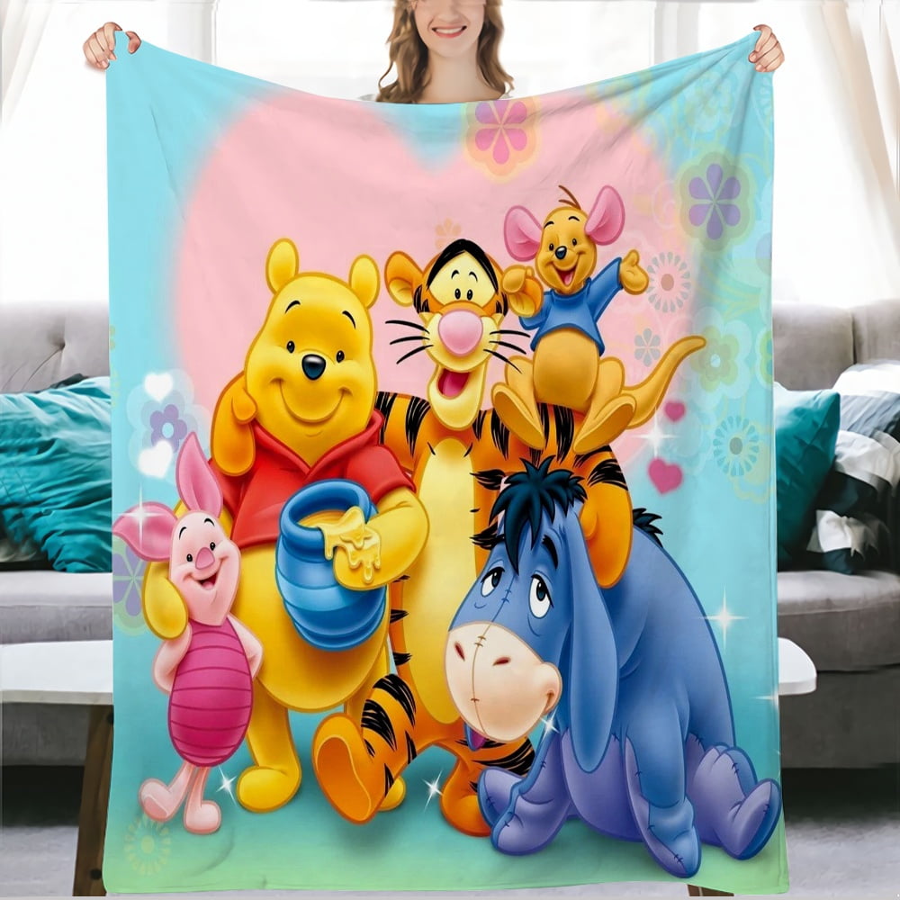 Cute Winnie the Pooh Pattern Flannel Throw Blanket Warm 3D Printed ...