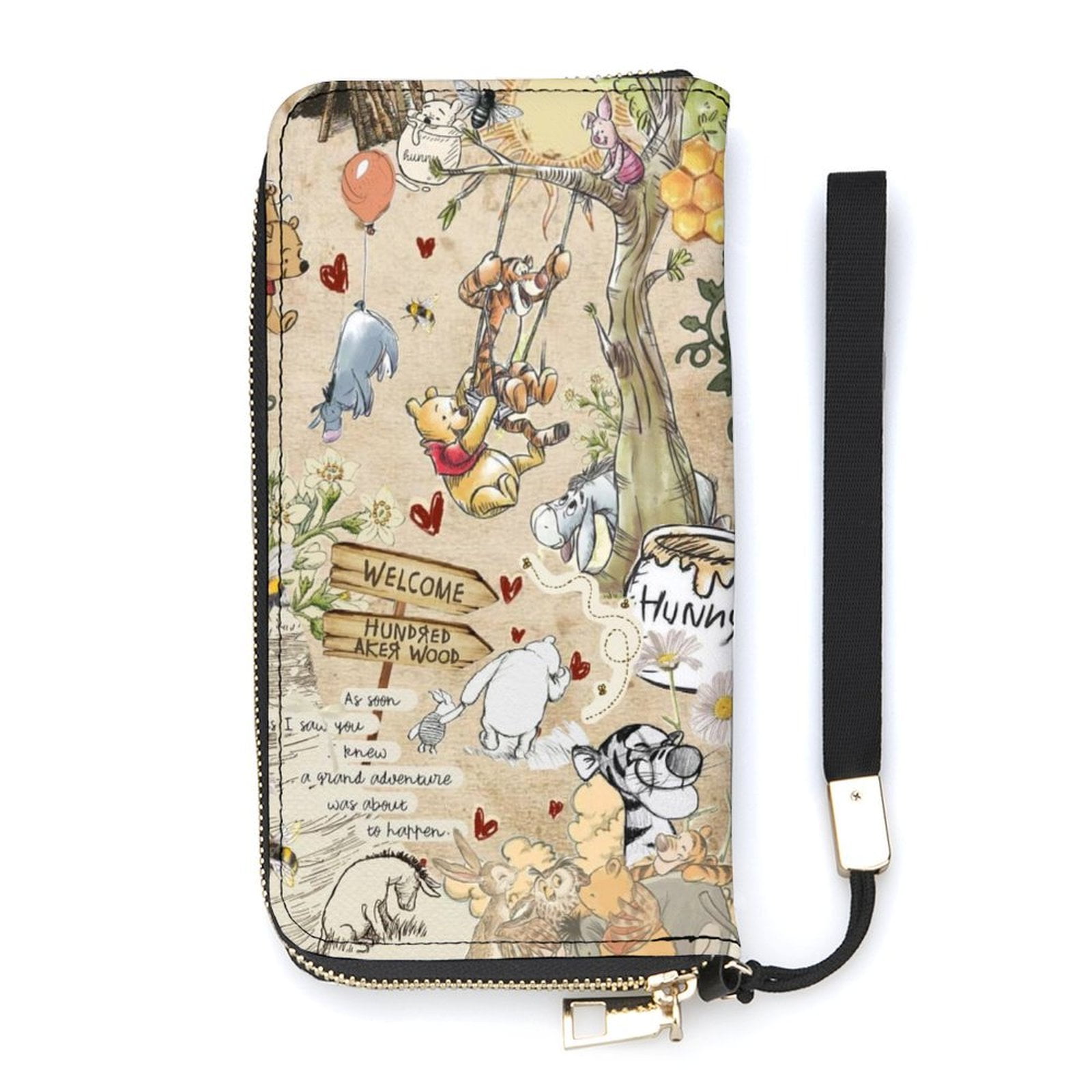 Cute Winnie The Pooh Wallet For Women Wristlet Purse Large Credit Card ...