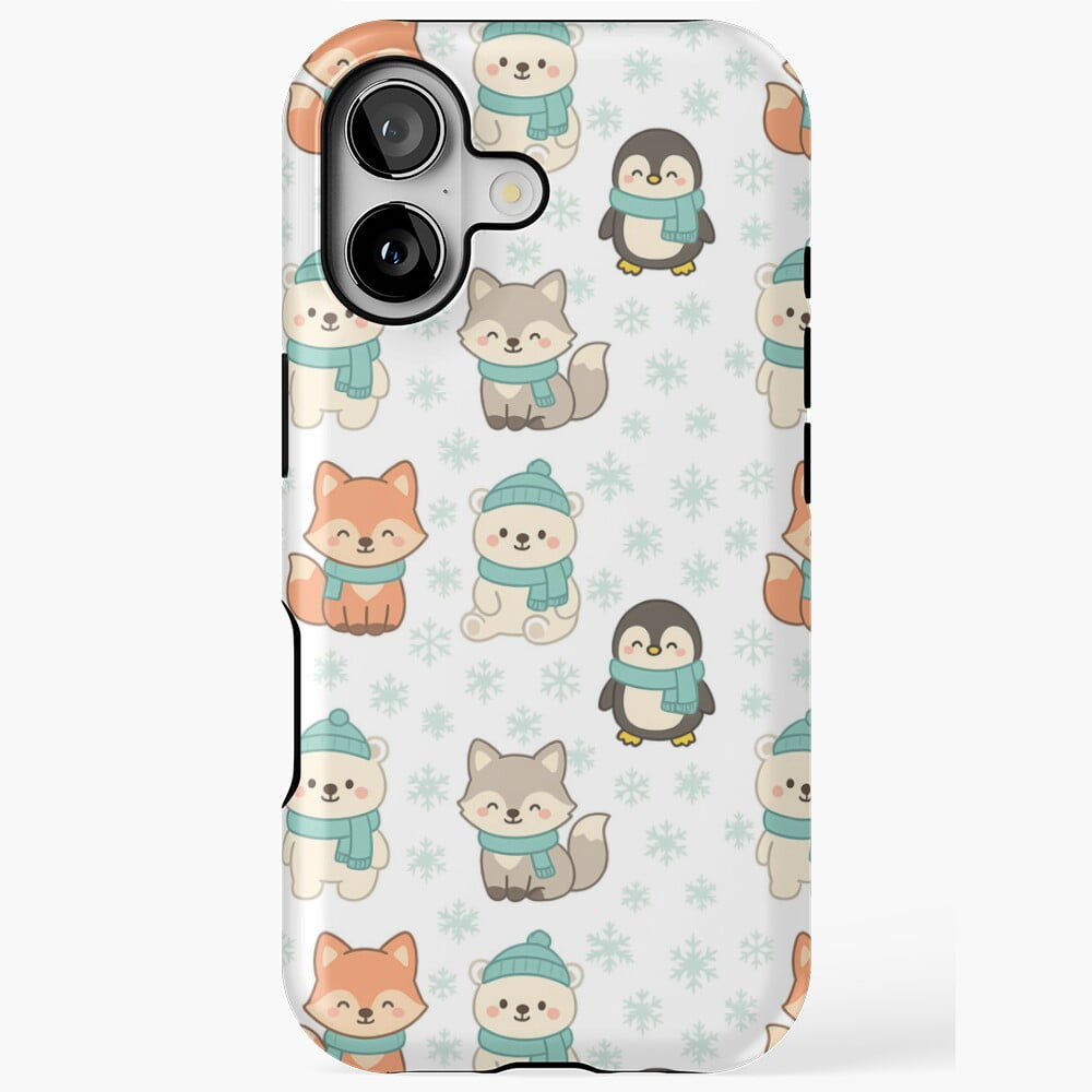 Cute Winter Animals Pattern Art Phone Case with iPhone 17 to 11 Pro Max ...