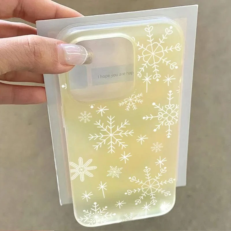 Cute Winter Christmas Snowflakes Fluttering Phone Case For iPhone 17 16 ...