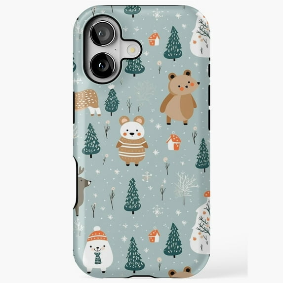 Cute Winter Elements Pattern Phone Case with iPhone 17 to 11 Pro Max ...