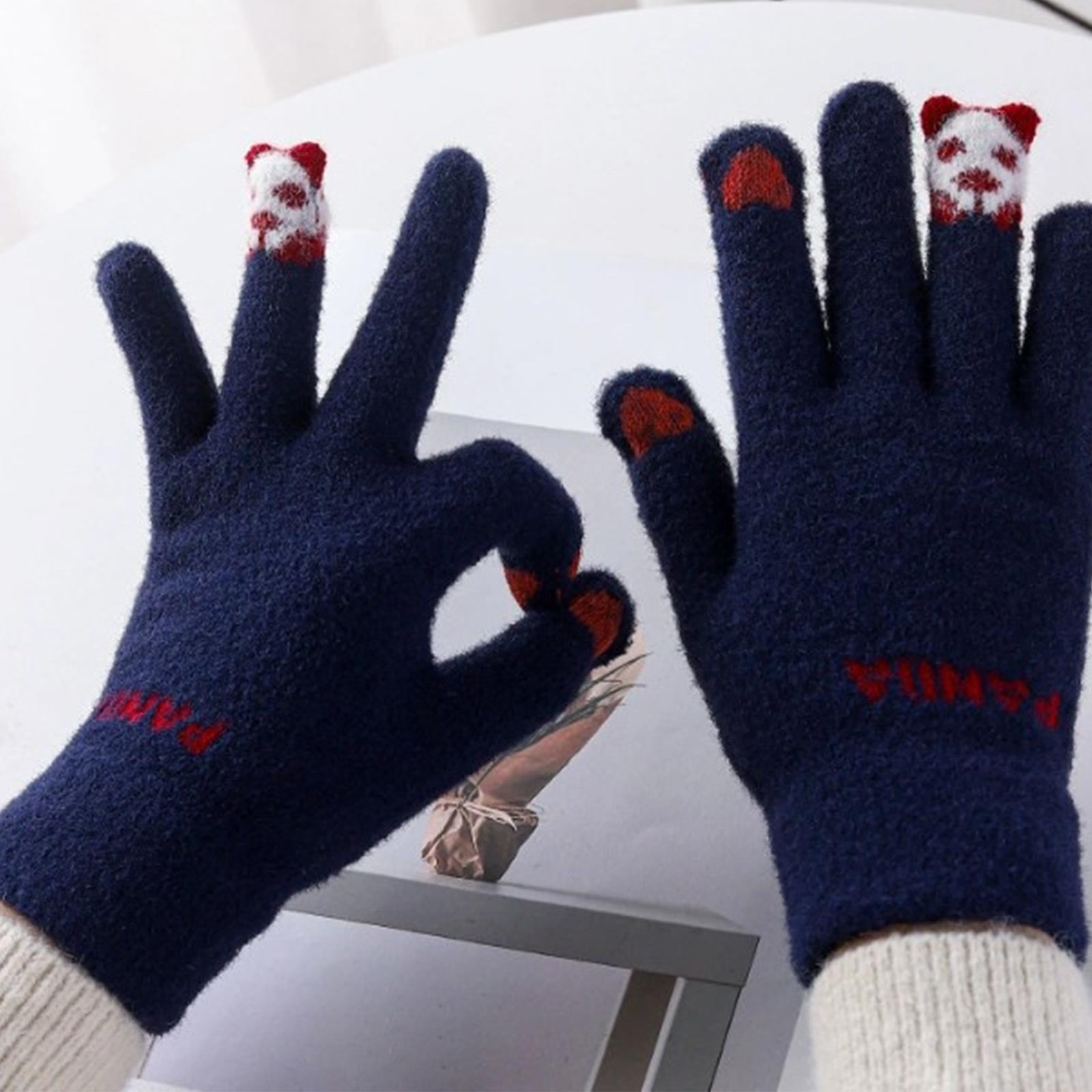 Cute Winter Gloves with Touchscreen Fingers, Playful Fleece-Lined Knit ...