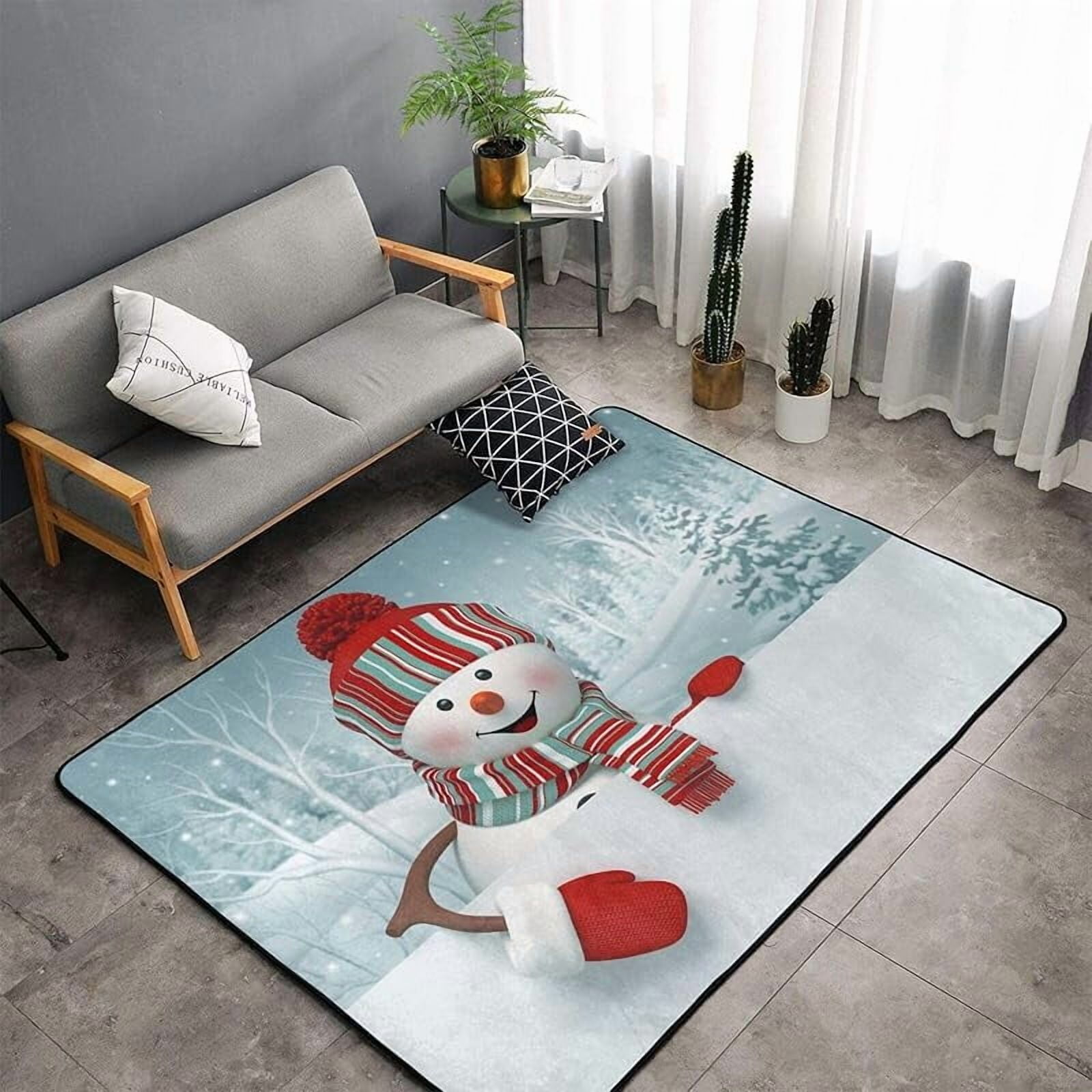 Cute Winter Snowman Bath Mat Non-Slip Soft Microfiber Bathroom Rugs ...