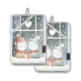 Cute Winter Window Scene Square Insulation Pads 2 Piece Heat Resistant ...
