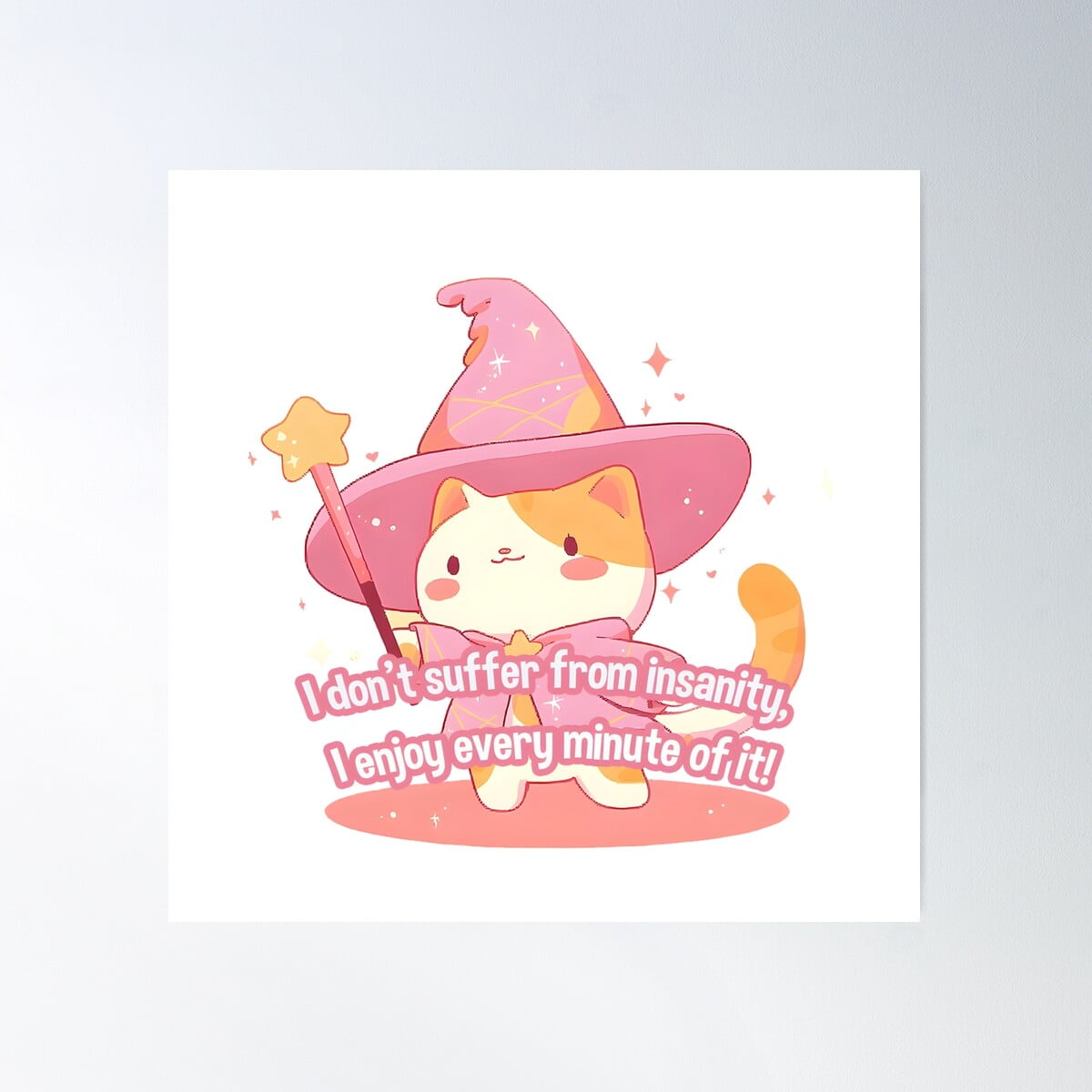 Cute Witch Cat - Funny Insanity Quote - Magical Aesthetic Poster Wall ...