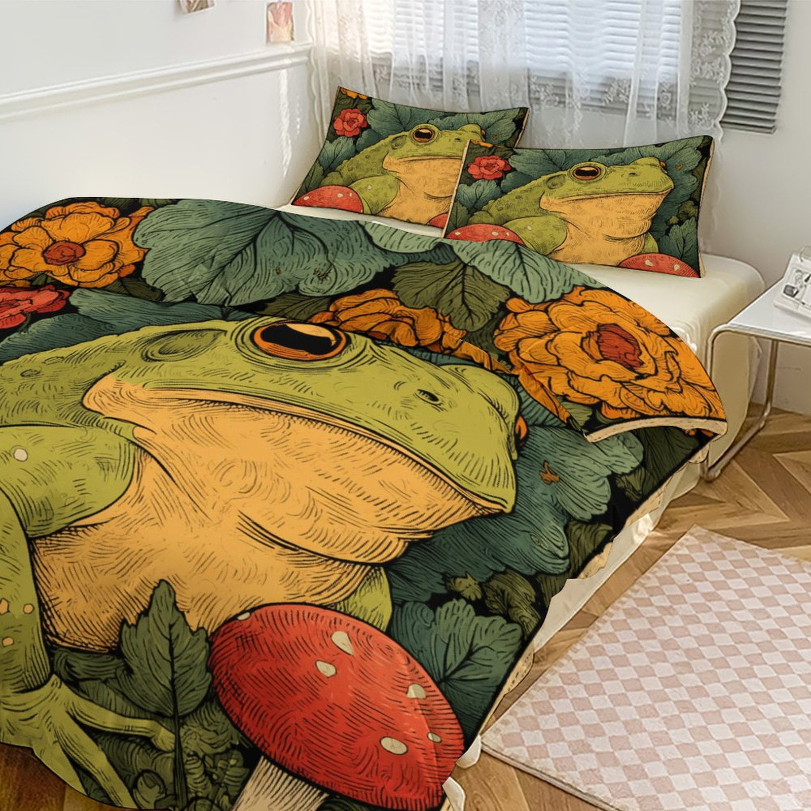 Cute Witch Frog Bedding Set with Zipper Closure for Girls & Boys ...