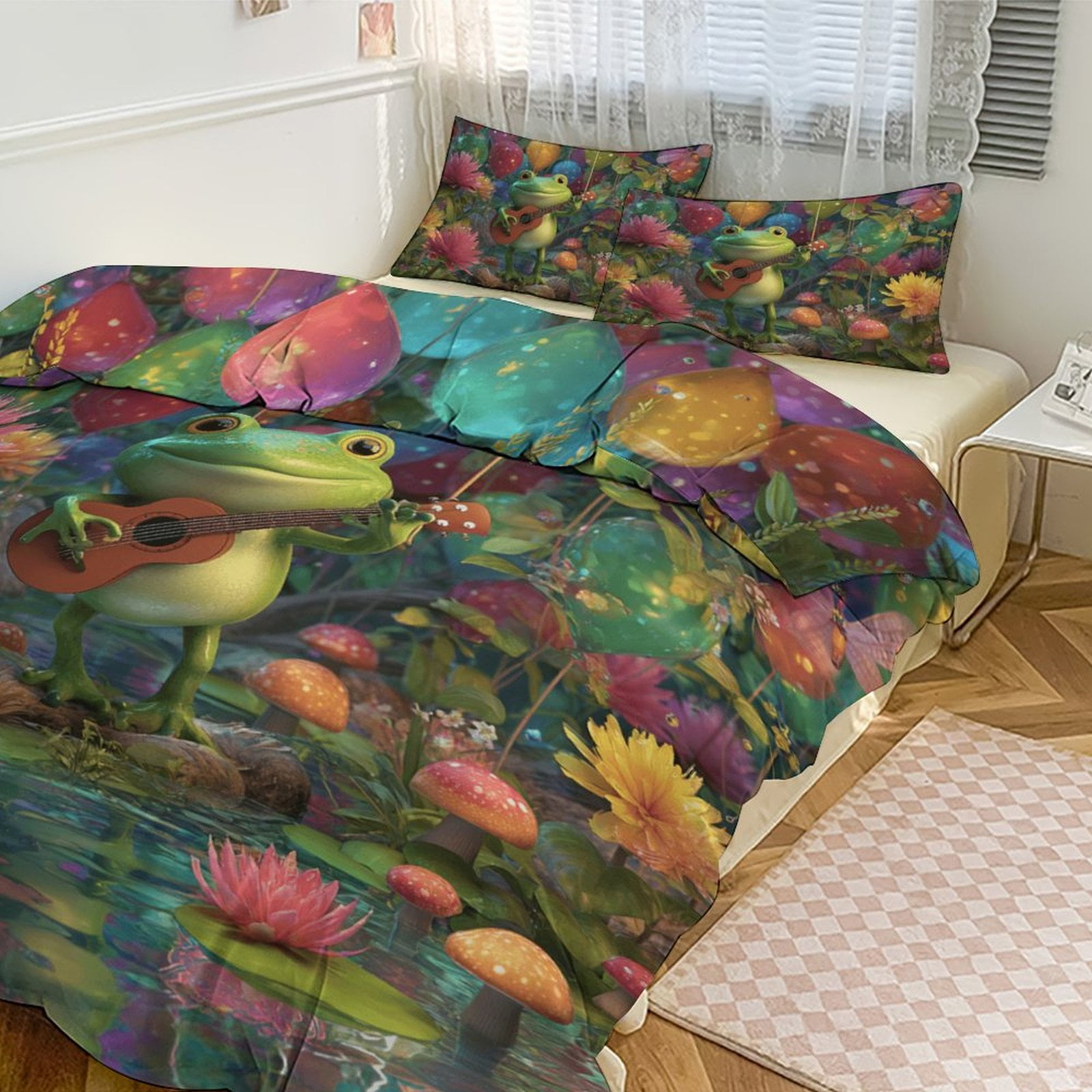 Cute Witch Frog Bedding Sets Twin Duvet Cover 3 Piece Cute Bed Set for ...