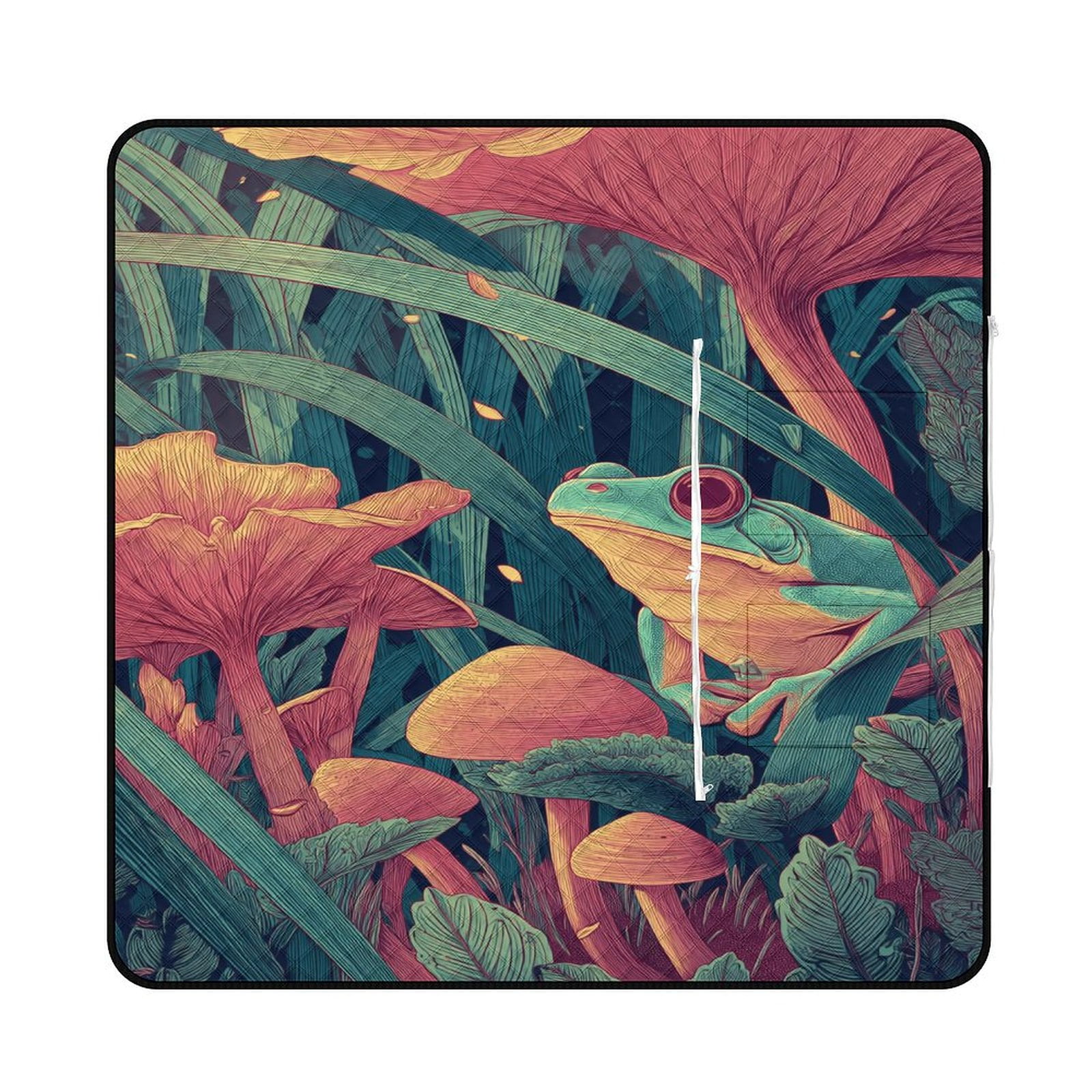 Cute Witch Frog Picnic Blanket Waterproof Outdoor Beach Blanket Hand ...