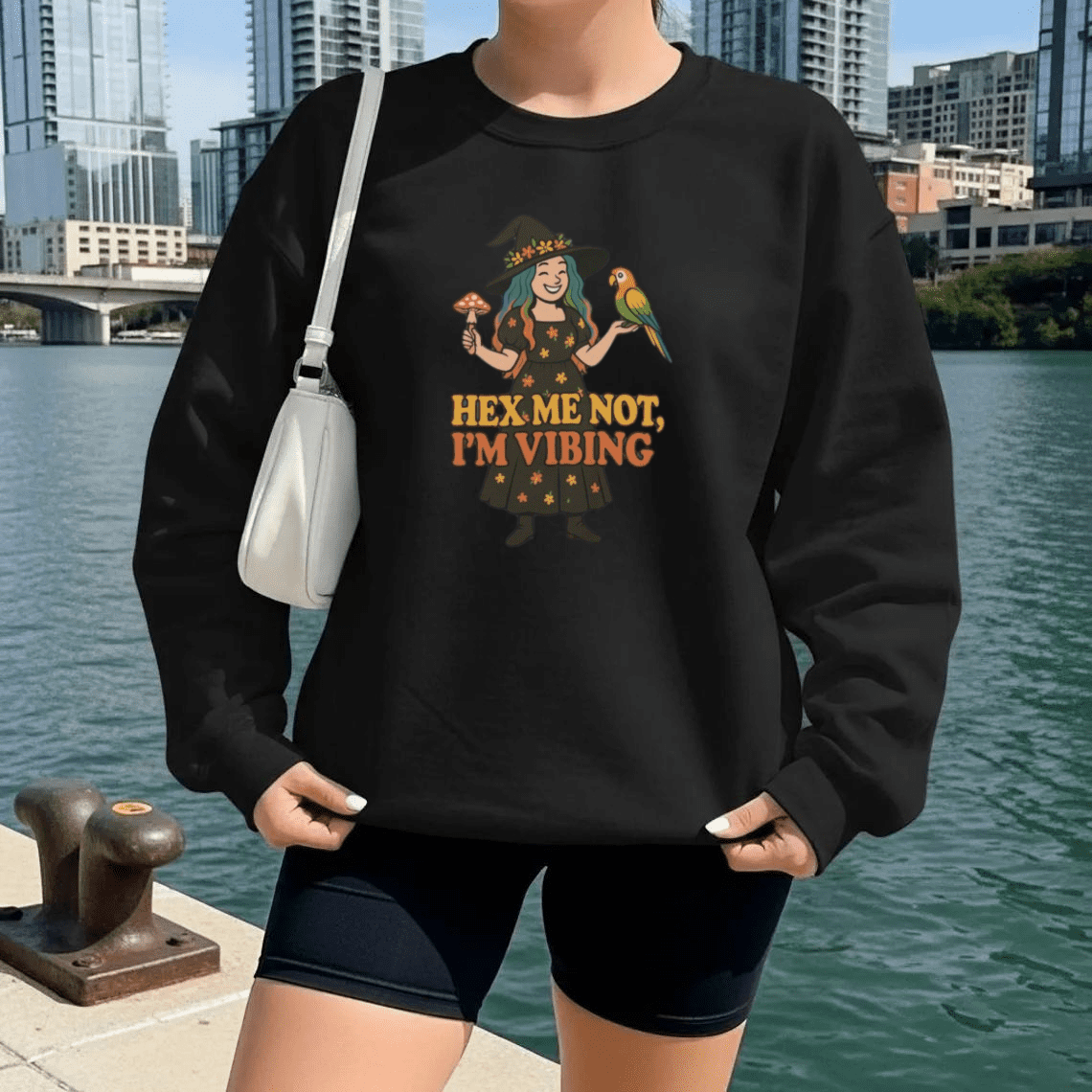 Cute Witch Vibes Hex Me Not Im Vibing Funny Sweatshirt, up to Size 5XL ...