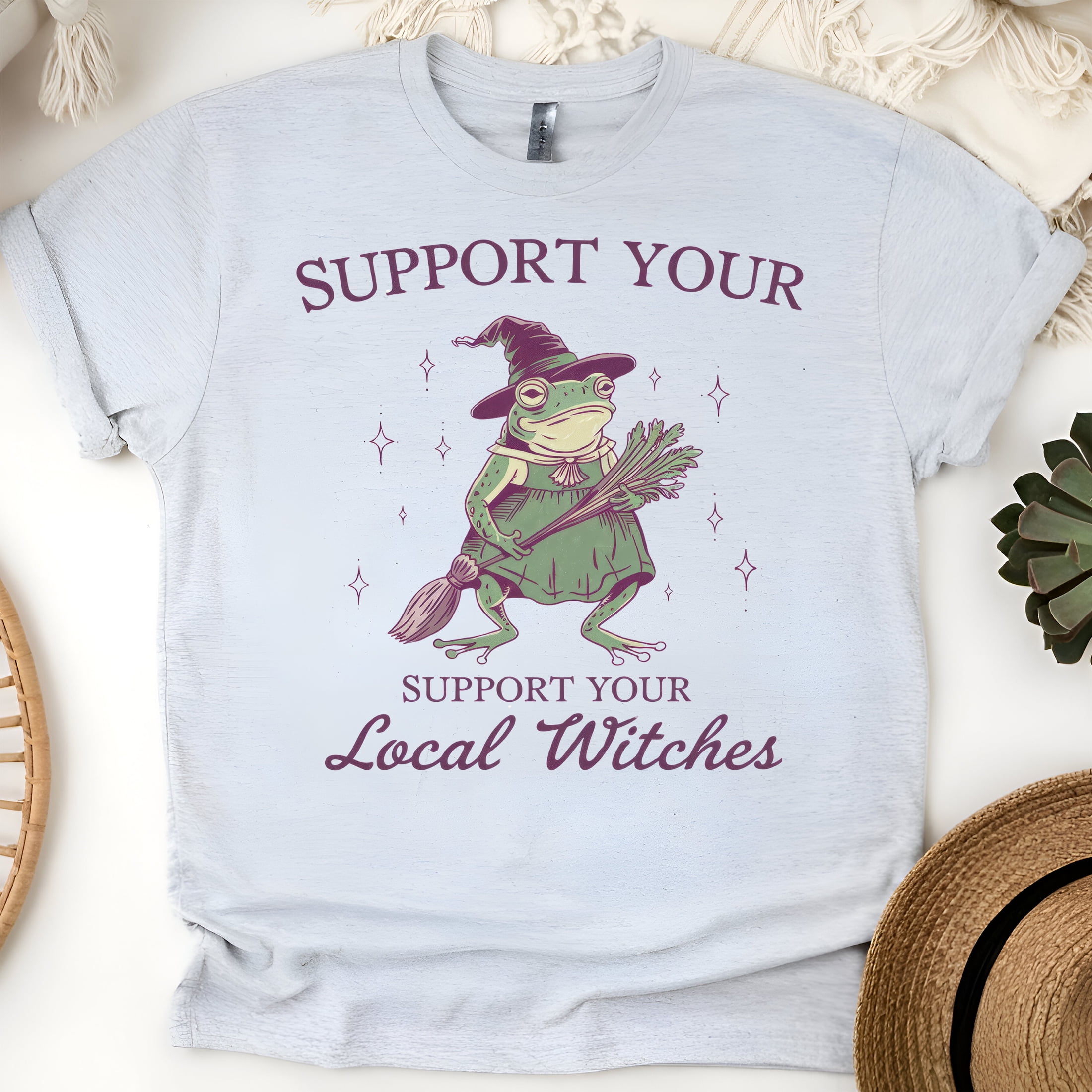 Cute Witchy Frog Graphic Shirt, Support Local Witches Toad T-Shirt ...