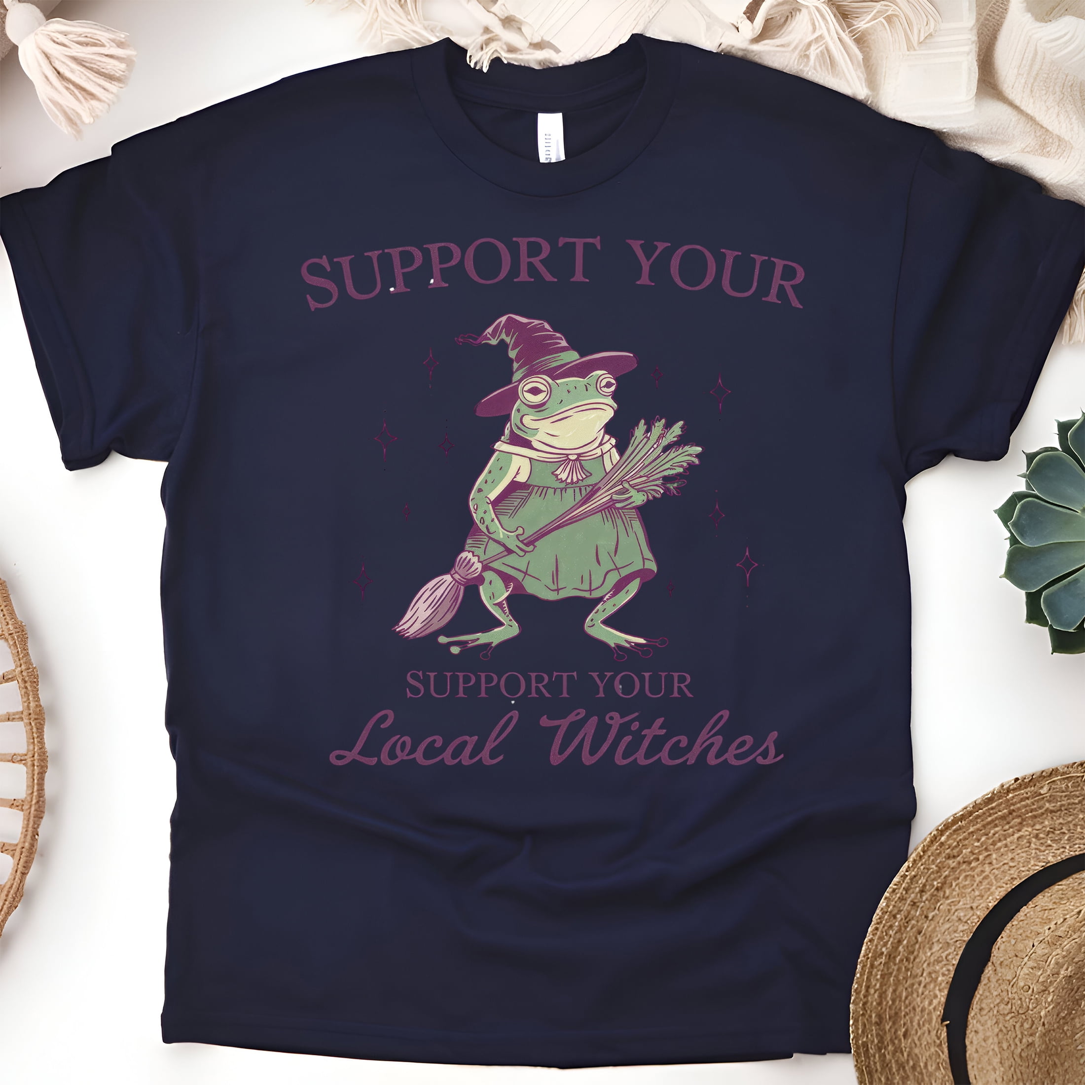 Cute Witchy Frog Graphic Shirt, Support Local Witches Toad T-Shirt ...