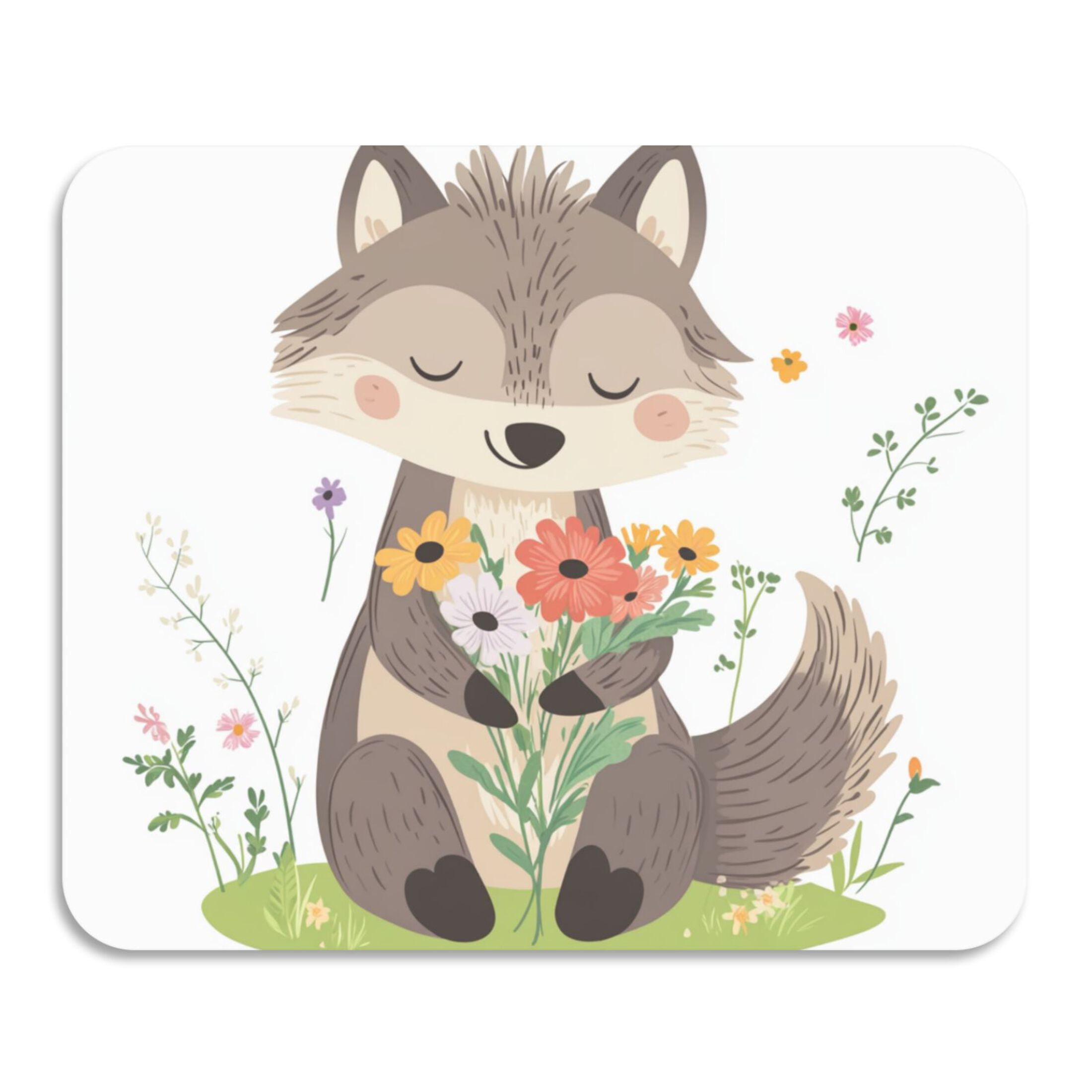 Cute Wolf Hug Flowers Diatomite Dish Drying Mat Drain Pad for Kitchen ...