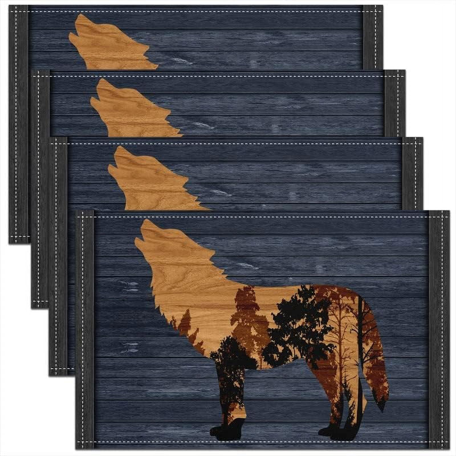 Cute Wolf Placemats,Wolves Howling Table Place Mats?Animal Wolves ...