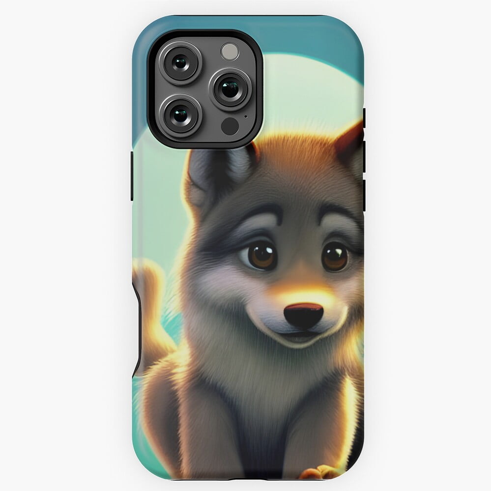 Cute Wolf Pup Wildlife Animal Baby Phone Case for iPhone 16 15 14 13 12 ...