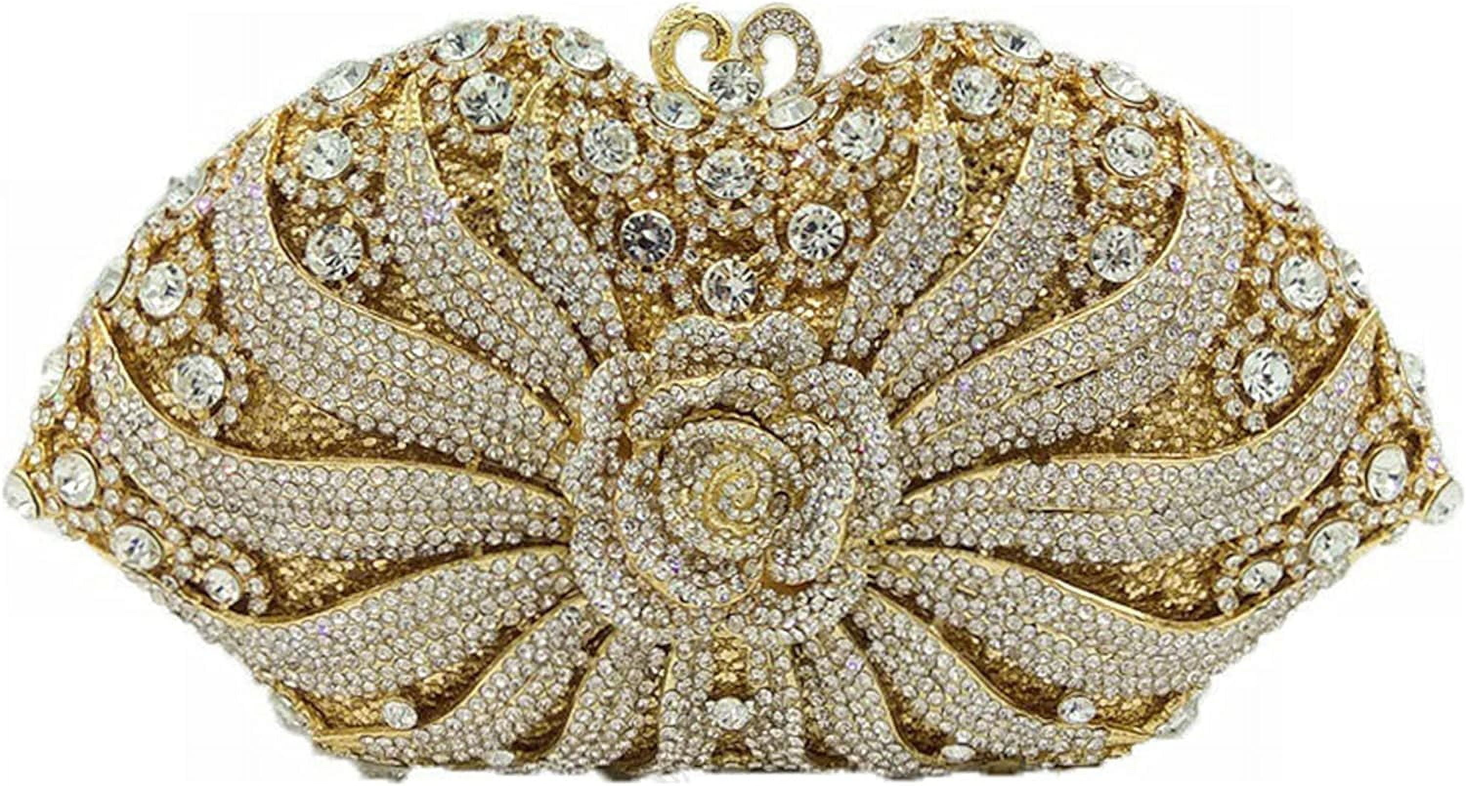 Cute Women's Flowers Seashell Evening Bag Shining Rhinestone Clutch ...
