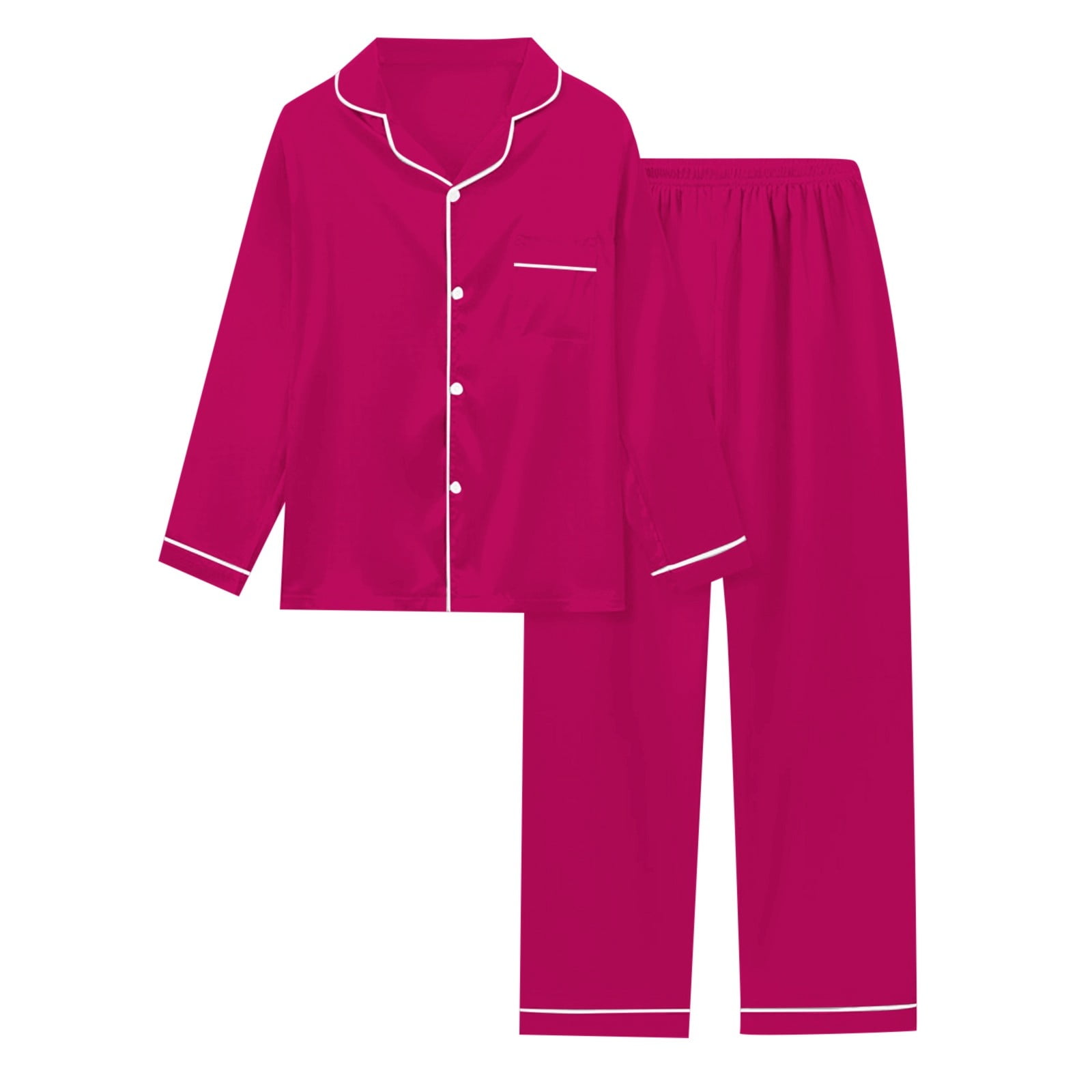 Cute Womens Fall Pajamas Women's Satin Solid Long Sleeve Pajama Set ...