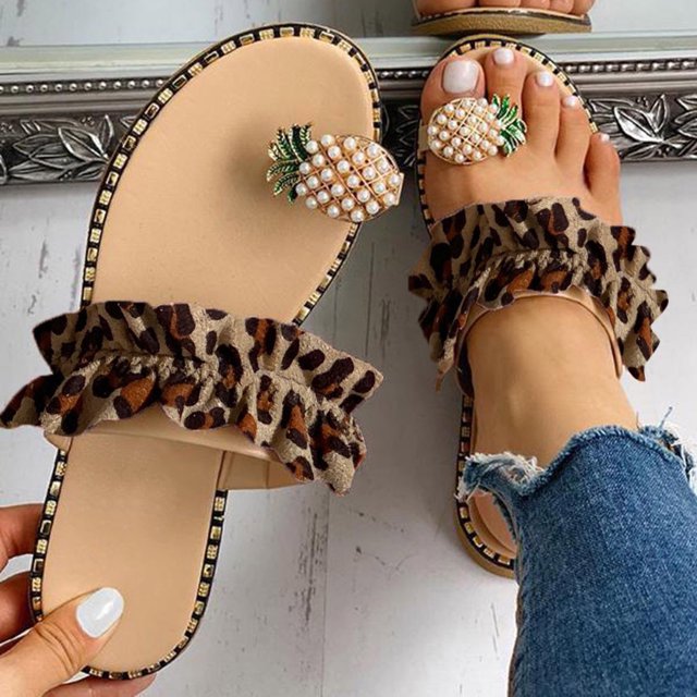 Cute Womens Pineapple Pearls Sandals Clip Toe Flip Flops Summer Beach ...