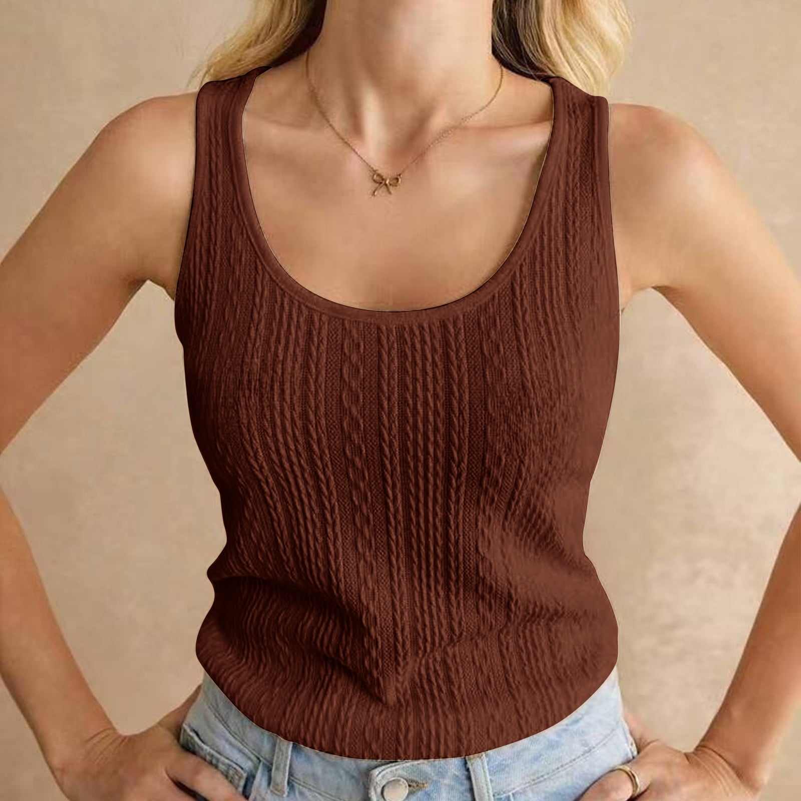Cute Womens Tank Tops, Womens Round Neck Tank Tops Summer Ribbed ...