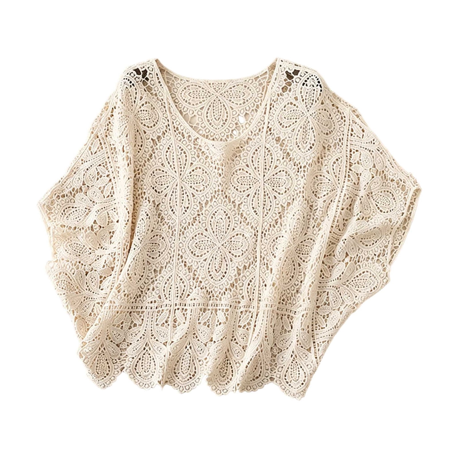 Cute Womens Tops Bohemian Lace Front Short Sleeve Knit Cardigan Style ...