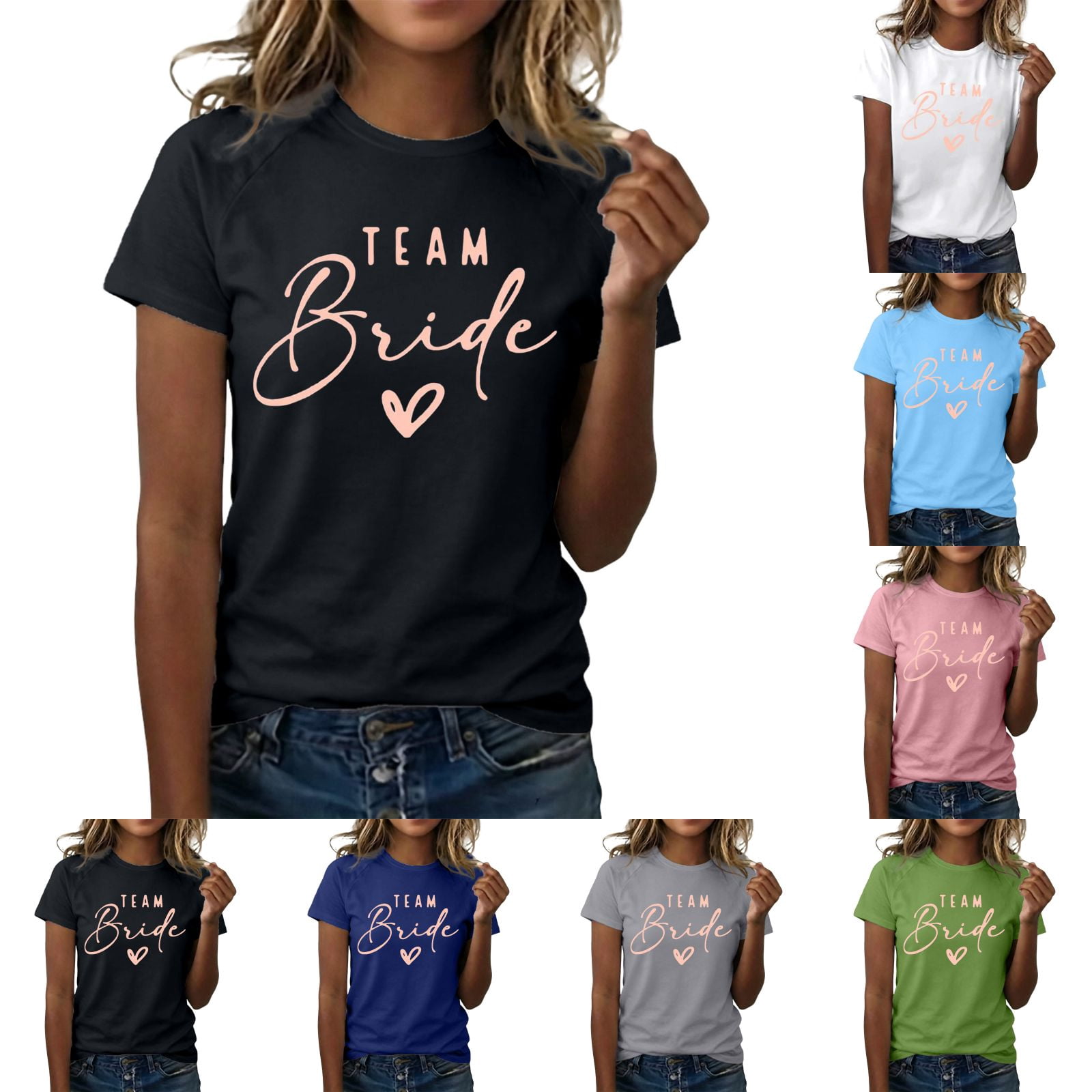 Cute Womens Tops Letter Print Crew Neck Short Sleeve Petite Clothing ...