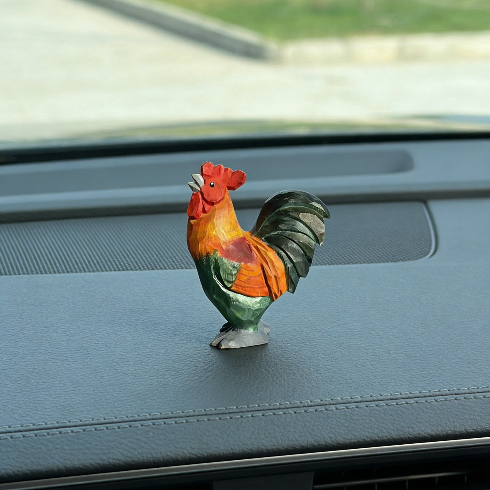 Cute Wooden Hand Carved Chick Figurine Rooster Garden Statue Outdoor ...