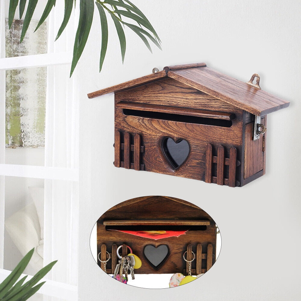 Cute Wooden Mailbox Vintage Farmhouse Style Mailbox Outdoor Wall ...