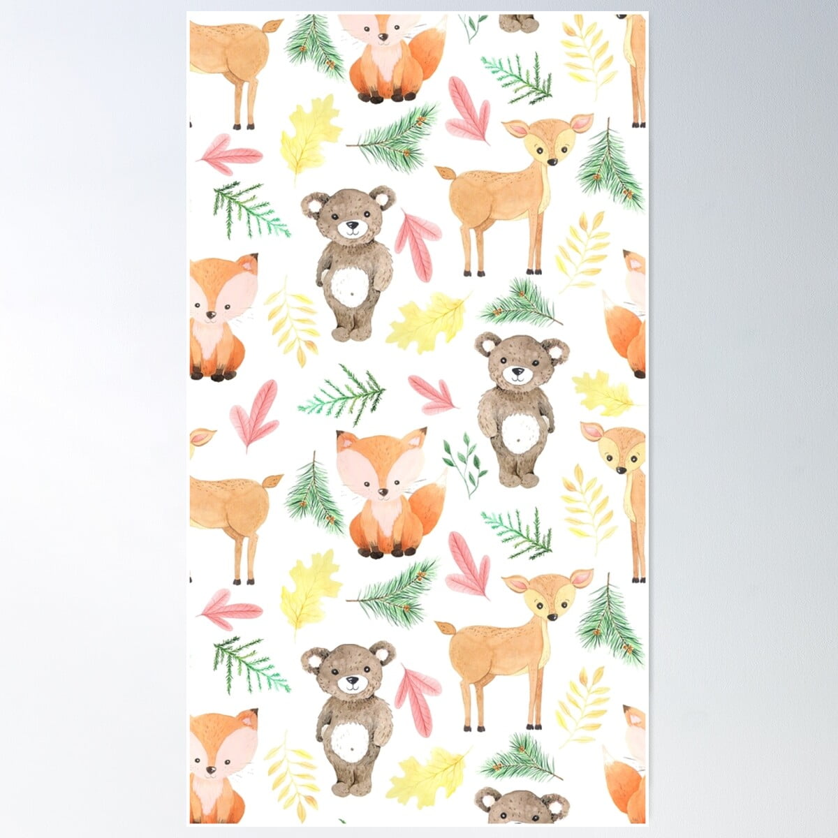 Cute Woodland Animals Face Mask Phone Case Watercolor Animals Kids Fox ...