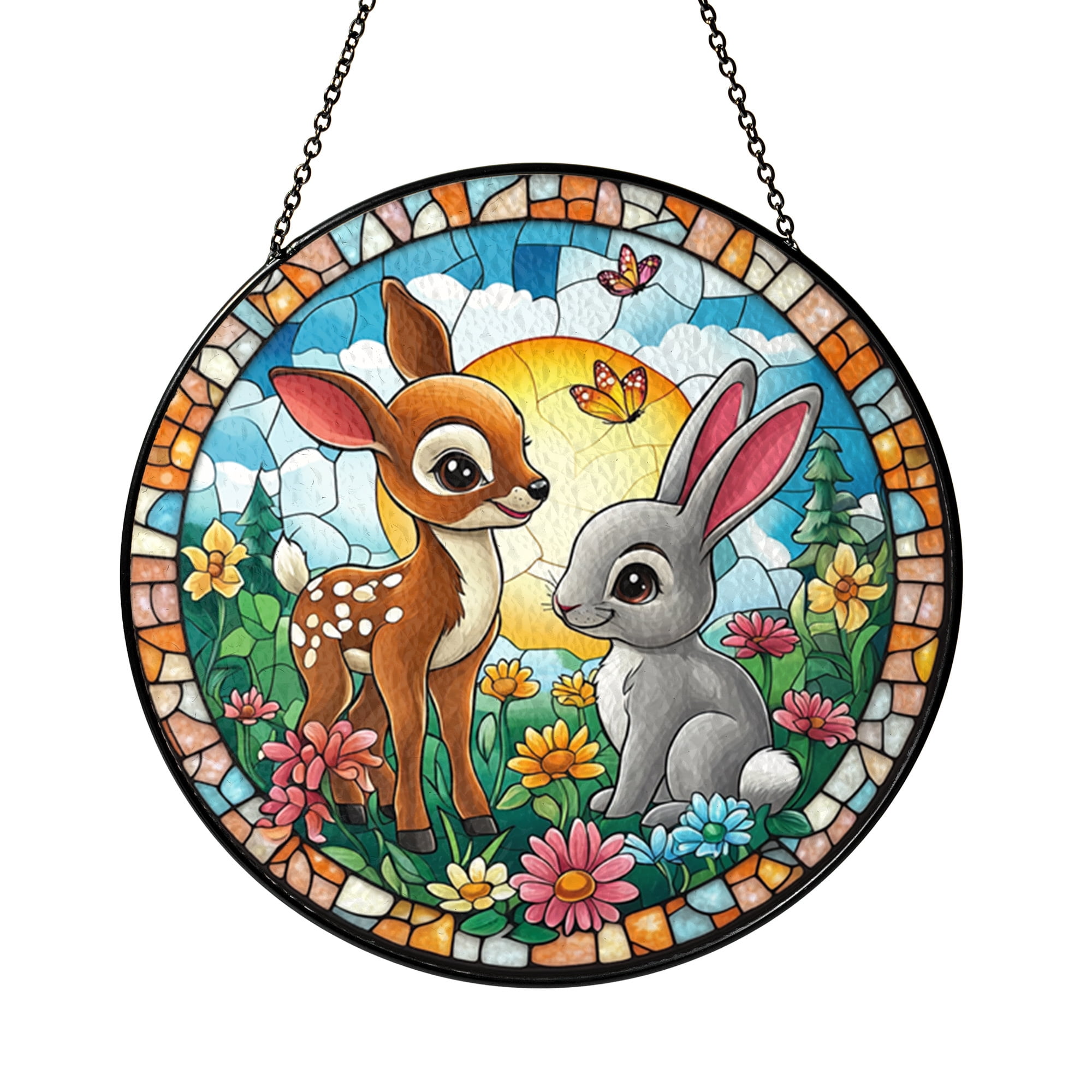 Cute Woodland Deer Stained Glass Suncatcher Window Decor, Forest Animal ...