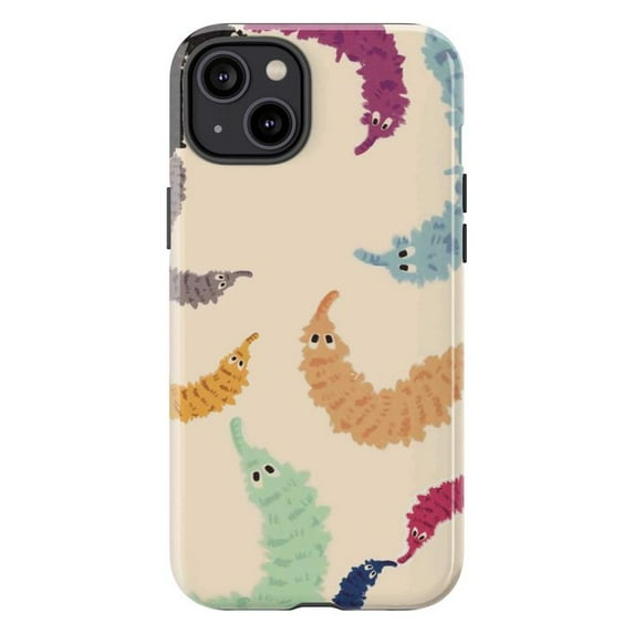 Cute Worms Phone Case, Colorful Cartoon Worm Pattern, Fun and Playful Artistic Protective Cover ...