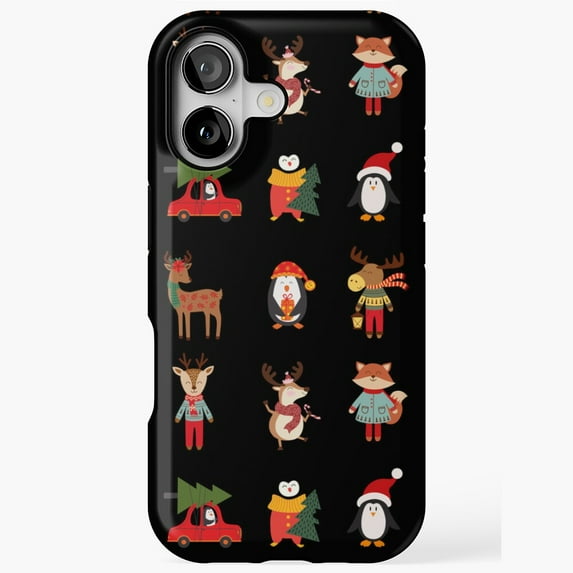 Cute Xmas Animals Set Design Phone Case 17 16 15 14 13 12 11 Pro Max ...