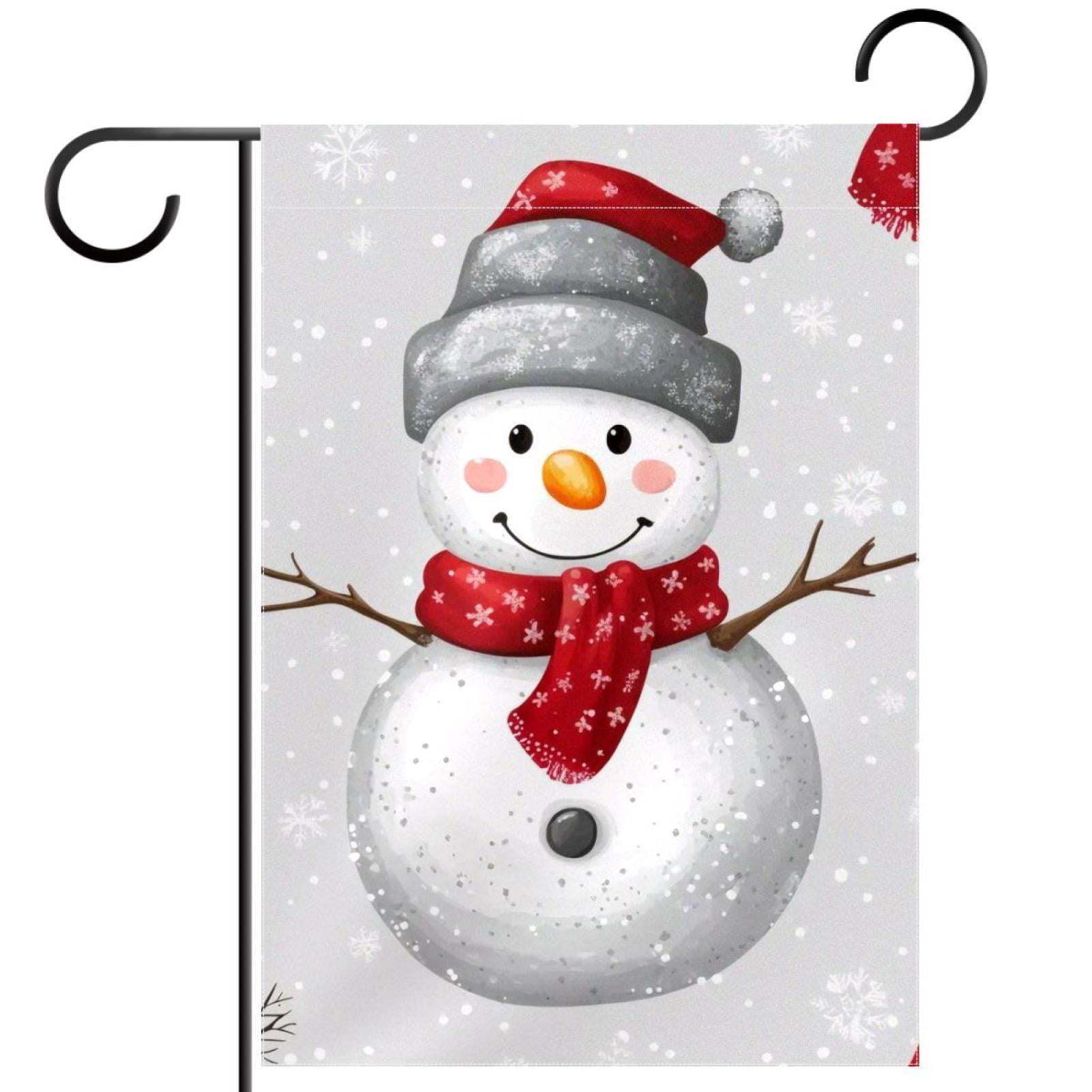 Cute Xmas Snowman with Snowflake Decorative Garden Flag for All Seasons ...