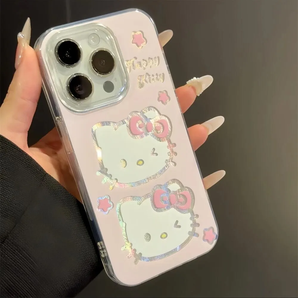 Cute Y2K INS Kt Oxygen Sense Hello Kitty Couple Phone Case For iPhone 16 15 14 13 12 11 Pro Max ...
